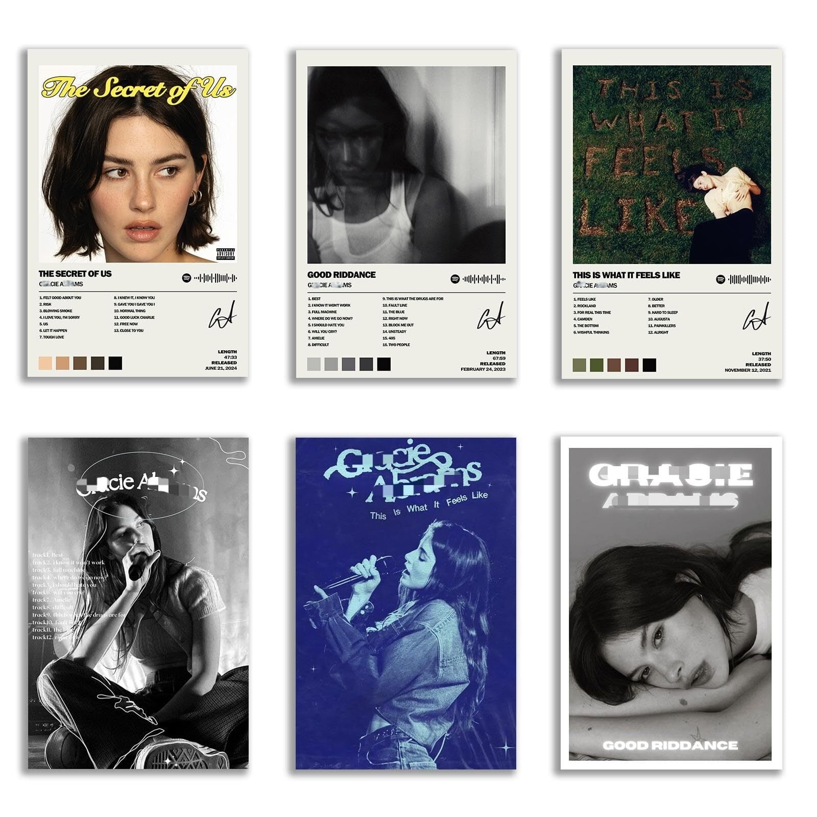 Gracie Poster Album Cover (Set of 6) Room Aesthetic Scannable Song Code ...