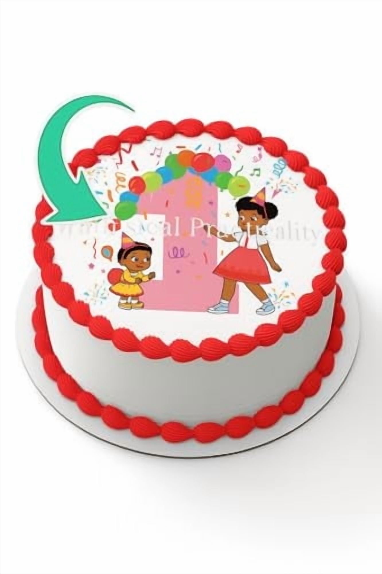 Gracie’s Corner 1st Birthday Cake, cupcake or cookie Topper - Vibrant ...
