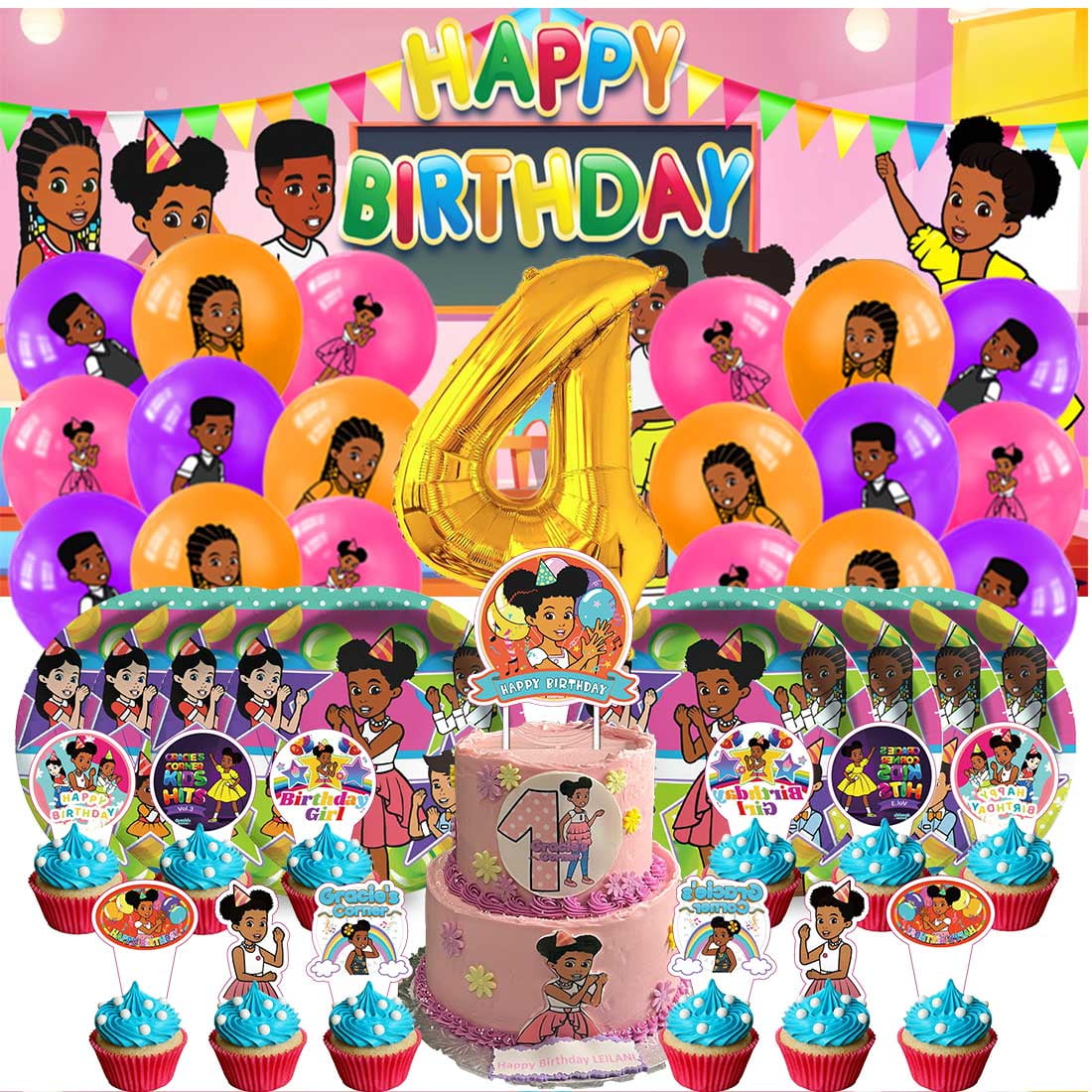 Gracie's Corner Balloons Party Supplies 4th Decor Tableware Birthday ...