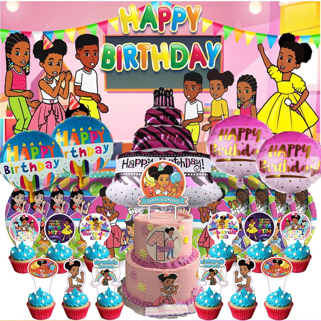Gracie's Corner Supplies Plates Decoration Backdrop Banner Birthday ...