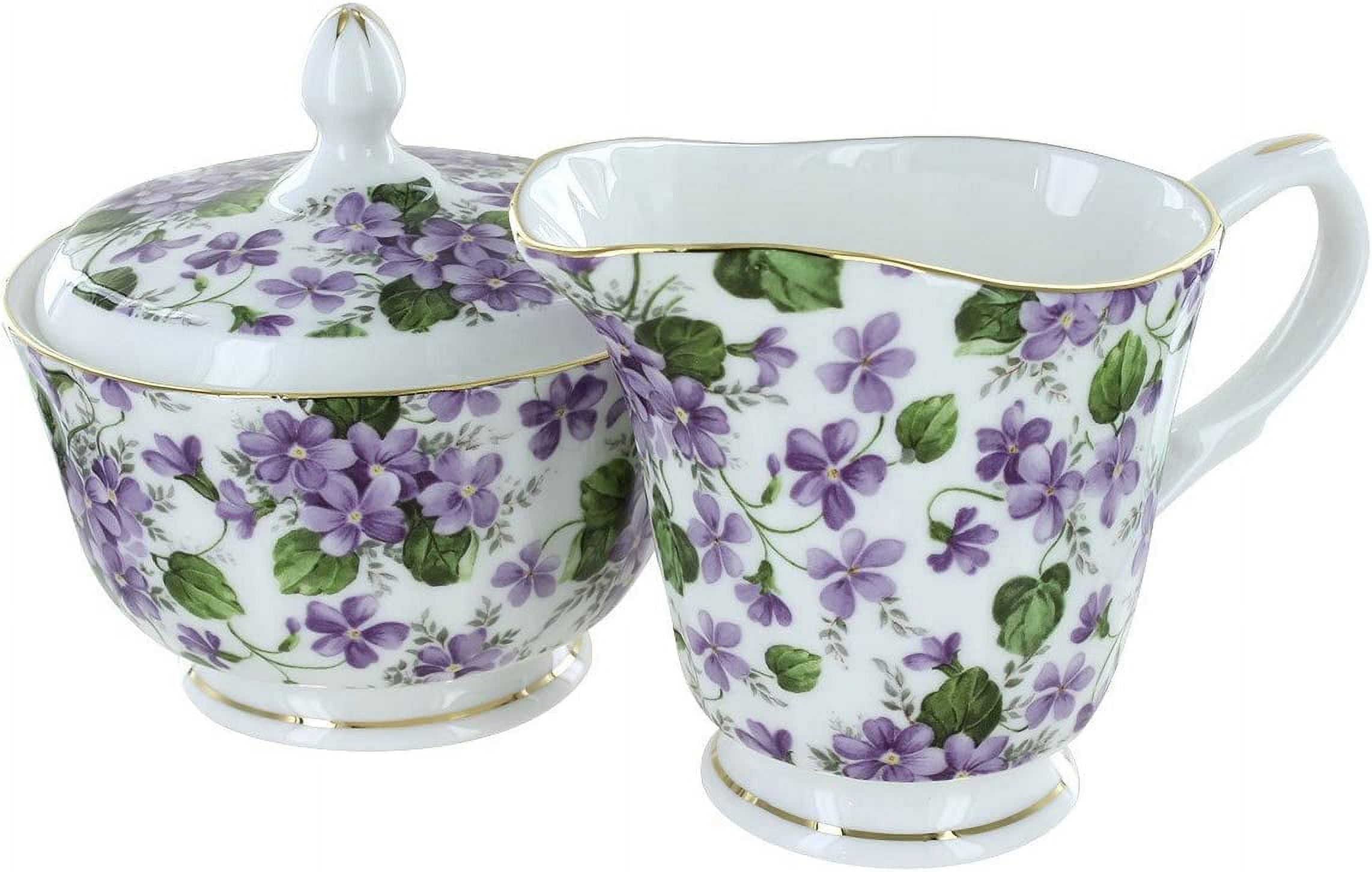 Gracie's Violets Bone China - Sugar and Creamer Set - Walmart.com