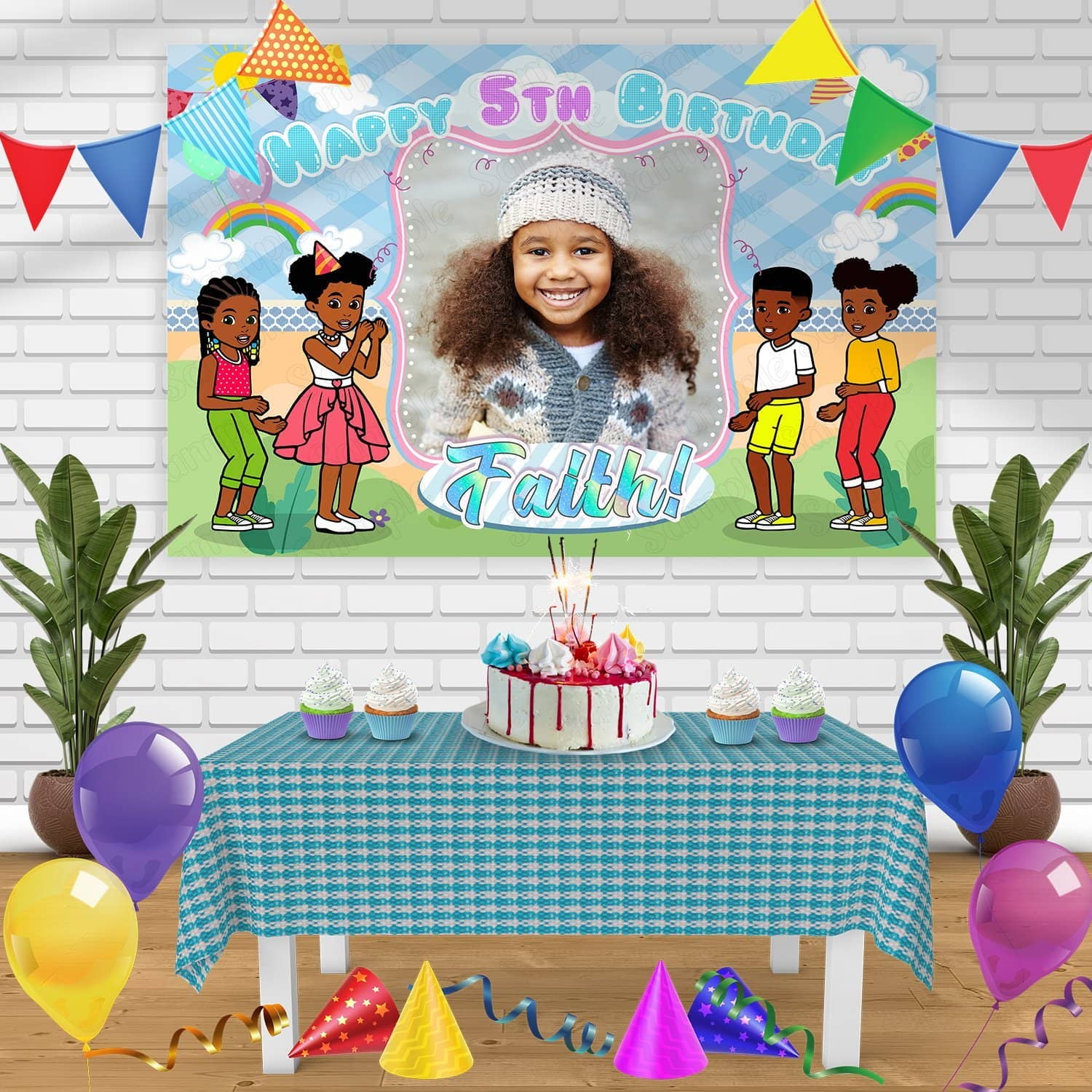 Gracies Corner Frame Birthday Banner Personalized Party Backdrop ...