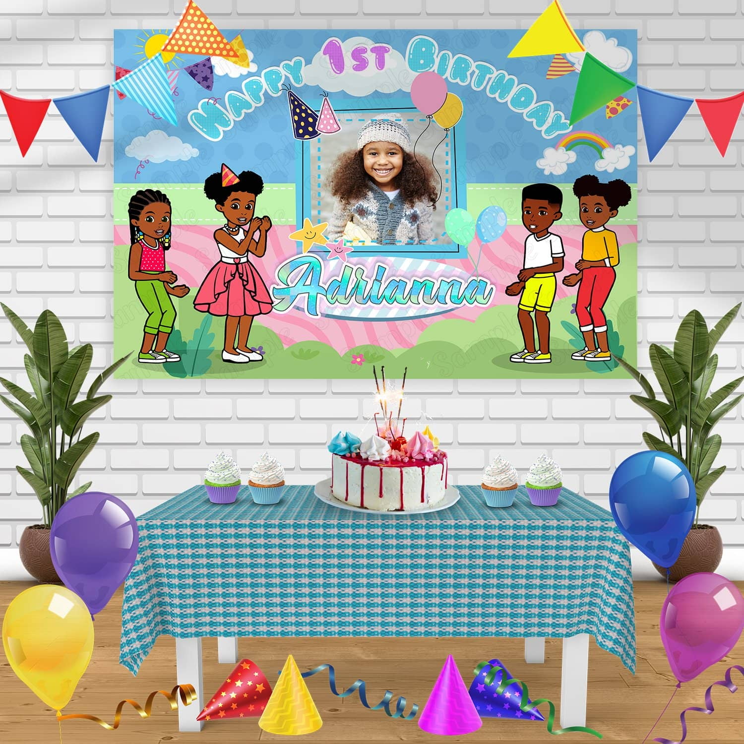 Gracies Corner Frame GRC Birthday Banner Personalized Party Backdrop ...