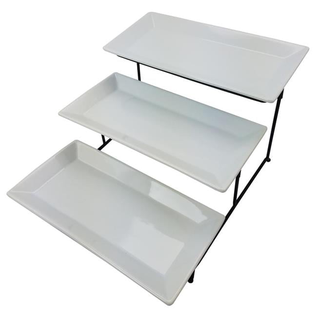 Gracious Dining 3 Tier Plate Set with Metal Stand, White - Walmart.com