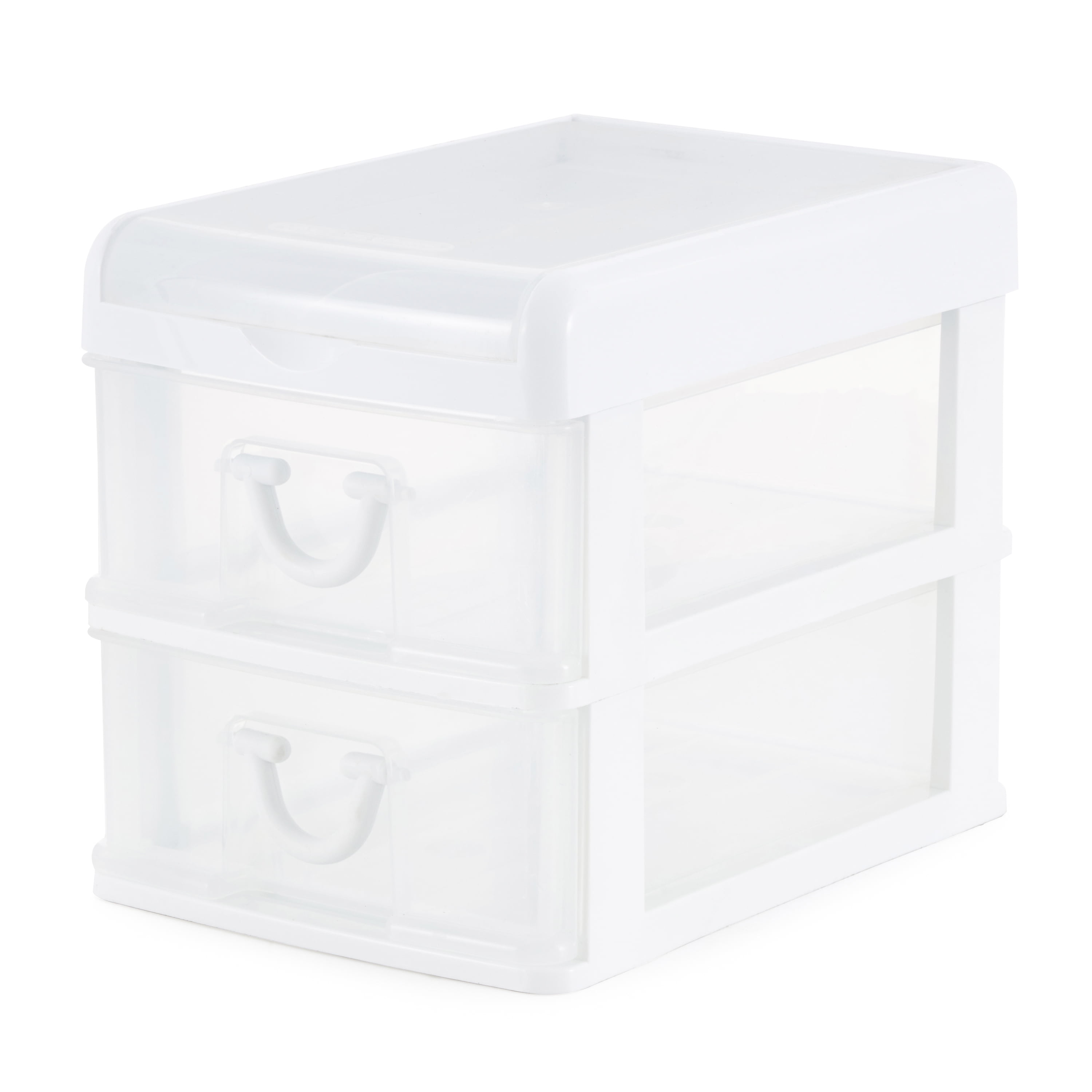 Gracious Living 2 Drawer Desktop Organizer w/ Flip Top Lid, White ...