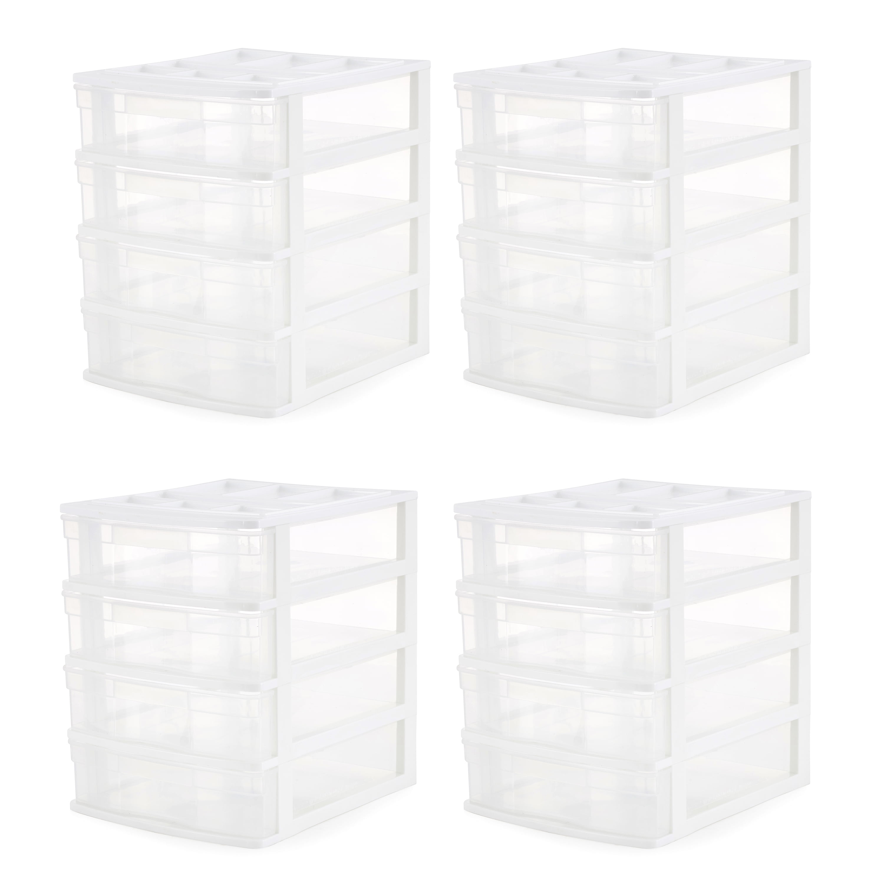 Gracious Living 4 Drawer Desktop Storage w/ Organizer Lid, White (4 ...