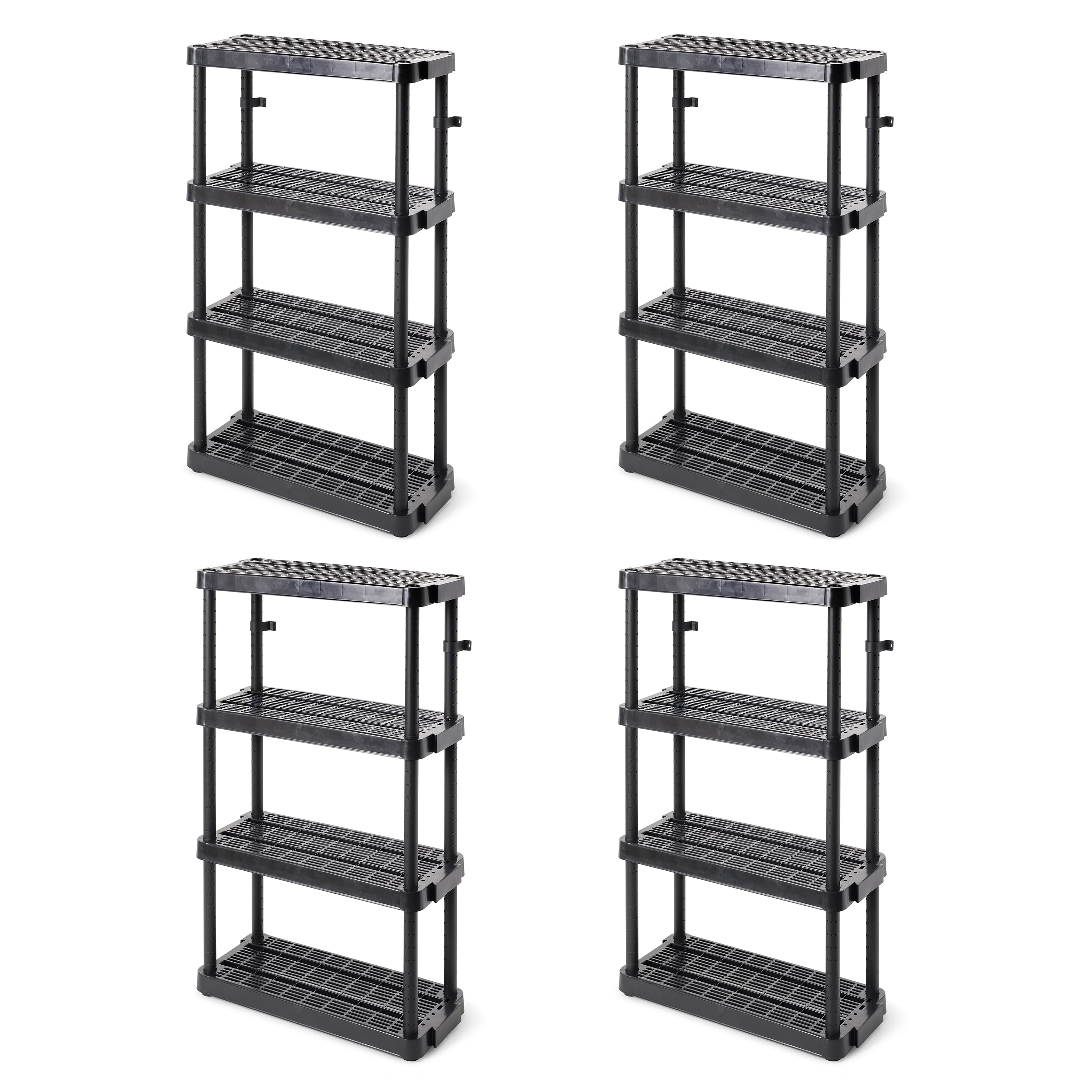 Gracious Living 4-Pack Adjustable Height Storage Shelves, Black ...
