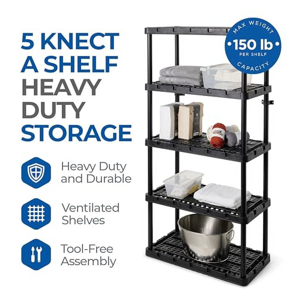 Gracious Living 5 Shelf Knect-A-Shelf Ventilated Heavy Duty Storage Unit 18 x 36 x 72 Organizer ...