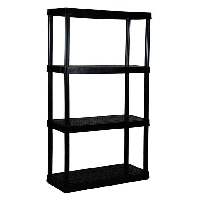 Gracious Living Corporation 907003 4 Shelf Black Plastic Utility Solid ...