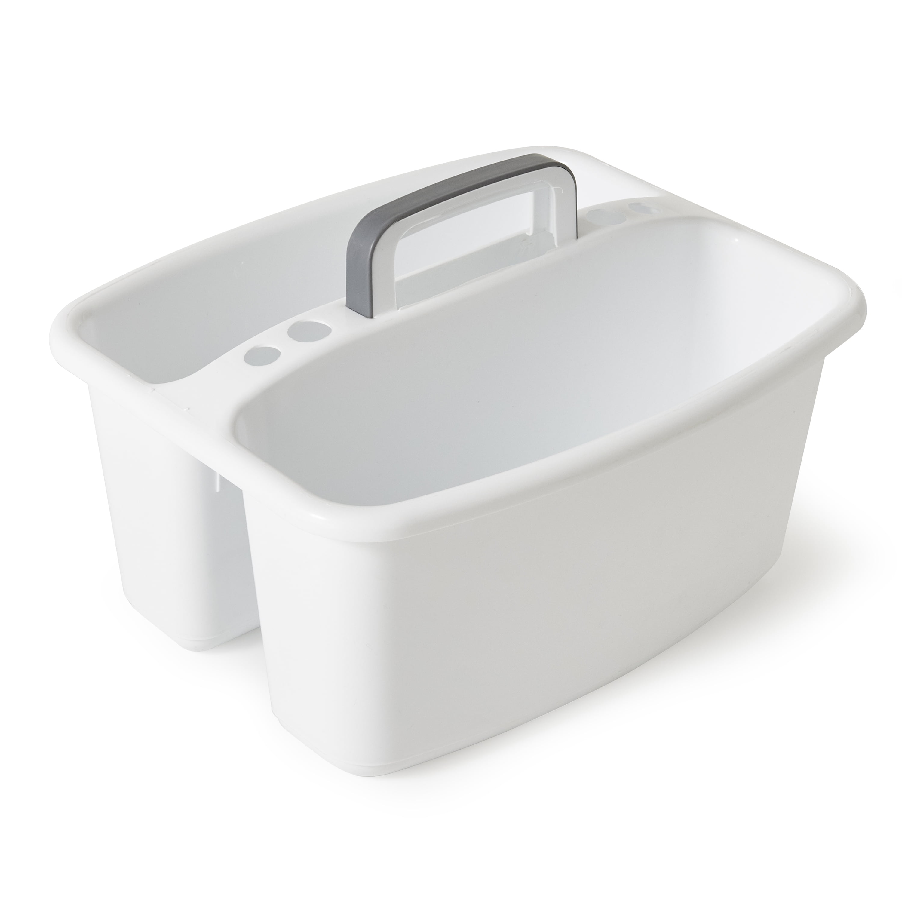 Gracious Living Large Divided Storage Tote Caddy, White with Gray ...