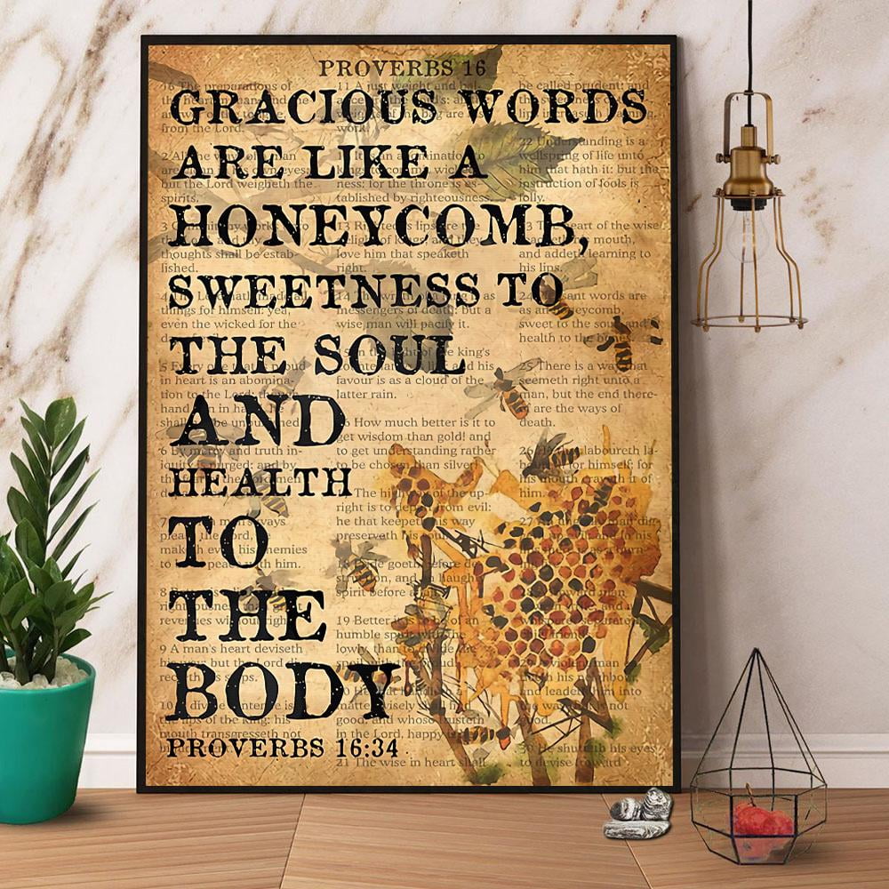 Gracious Words Are Like A Honeycomb Bible Bee Paper Poster No Frame ...
