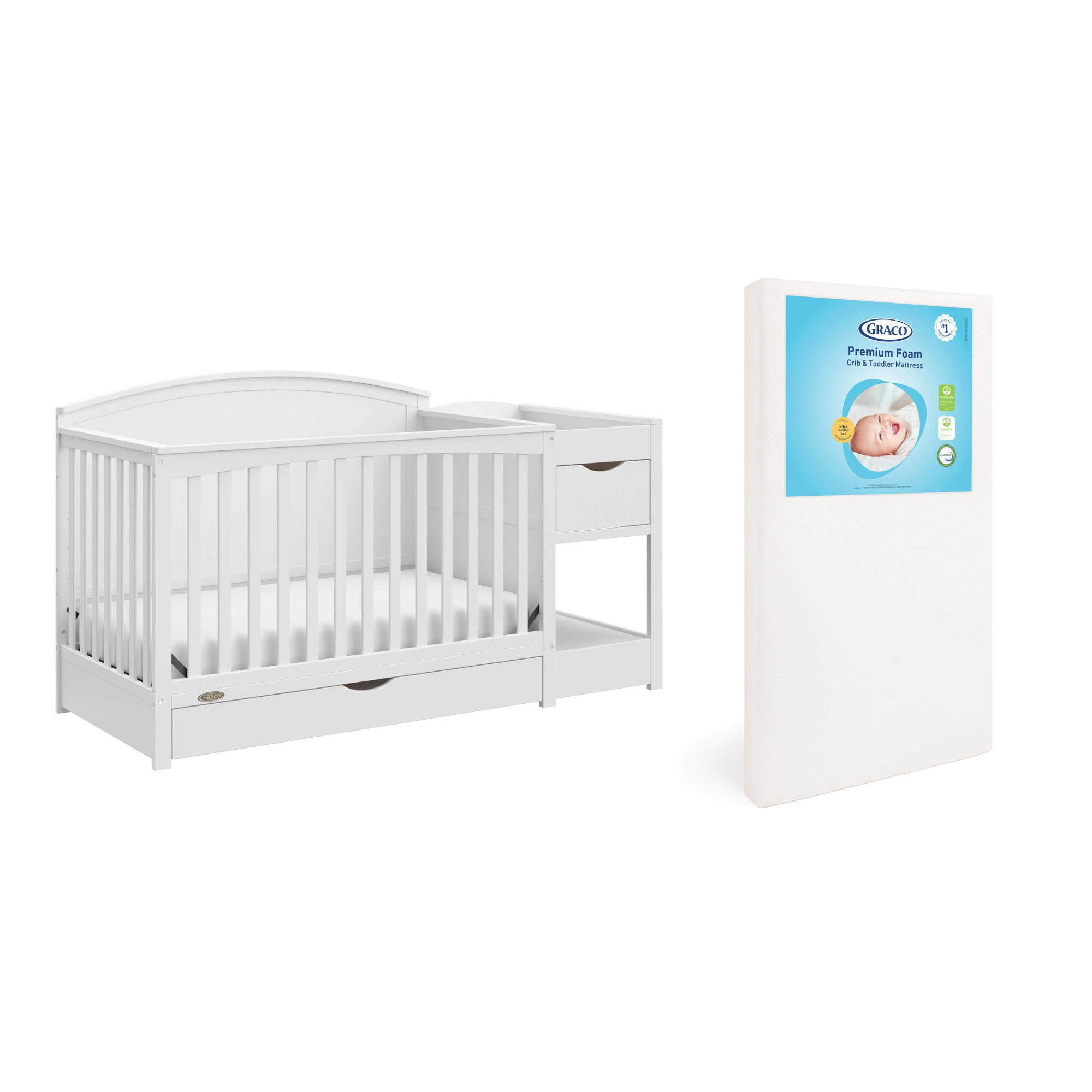 Graco Bellwood 5-in-1 Convertible Crib and Changer and Premium Crib ...