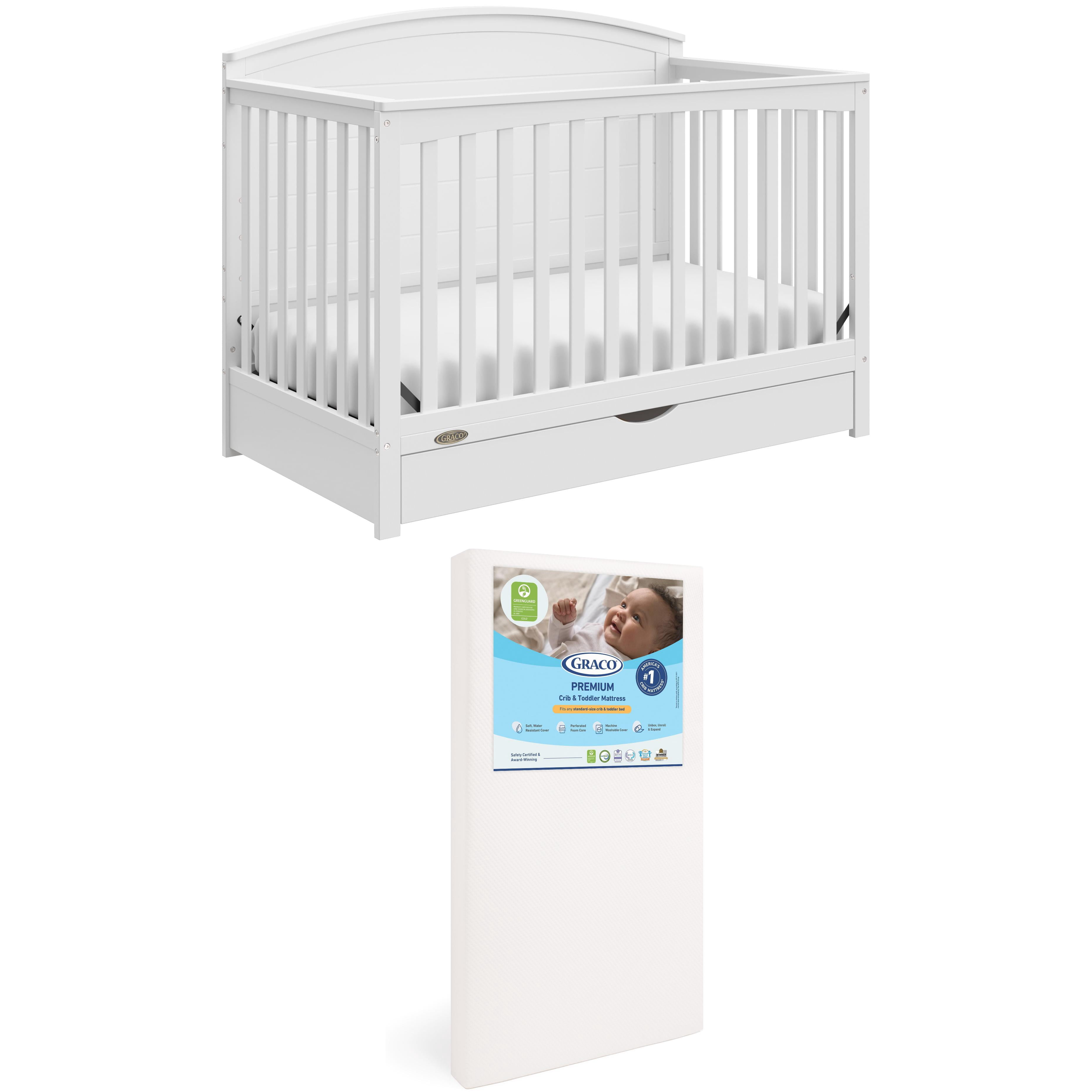 Graco Bellwood 5-in-1 Convertible Crib with Drawer and Premium Crib ...