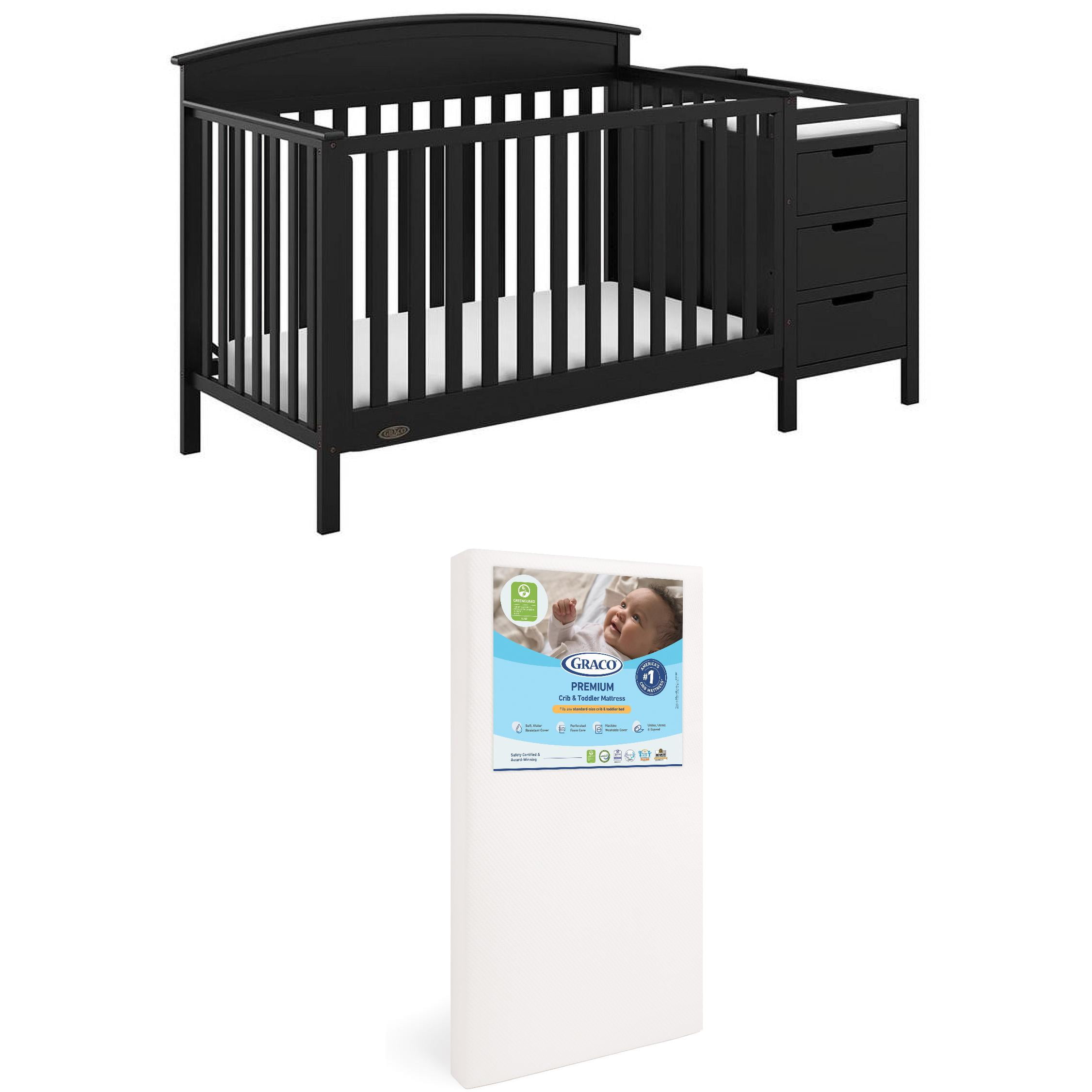 Graco Benton 4-in-1 Convertible Crib and Changer and Premium Crib ...
