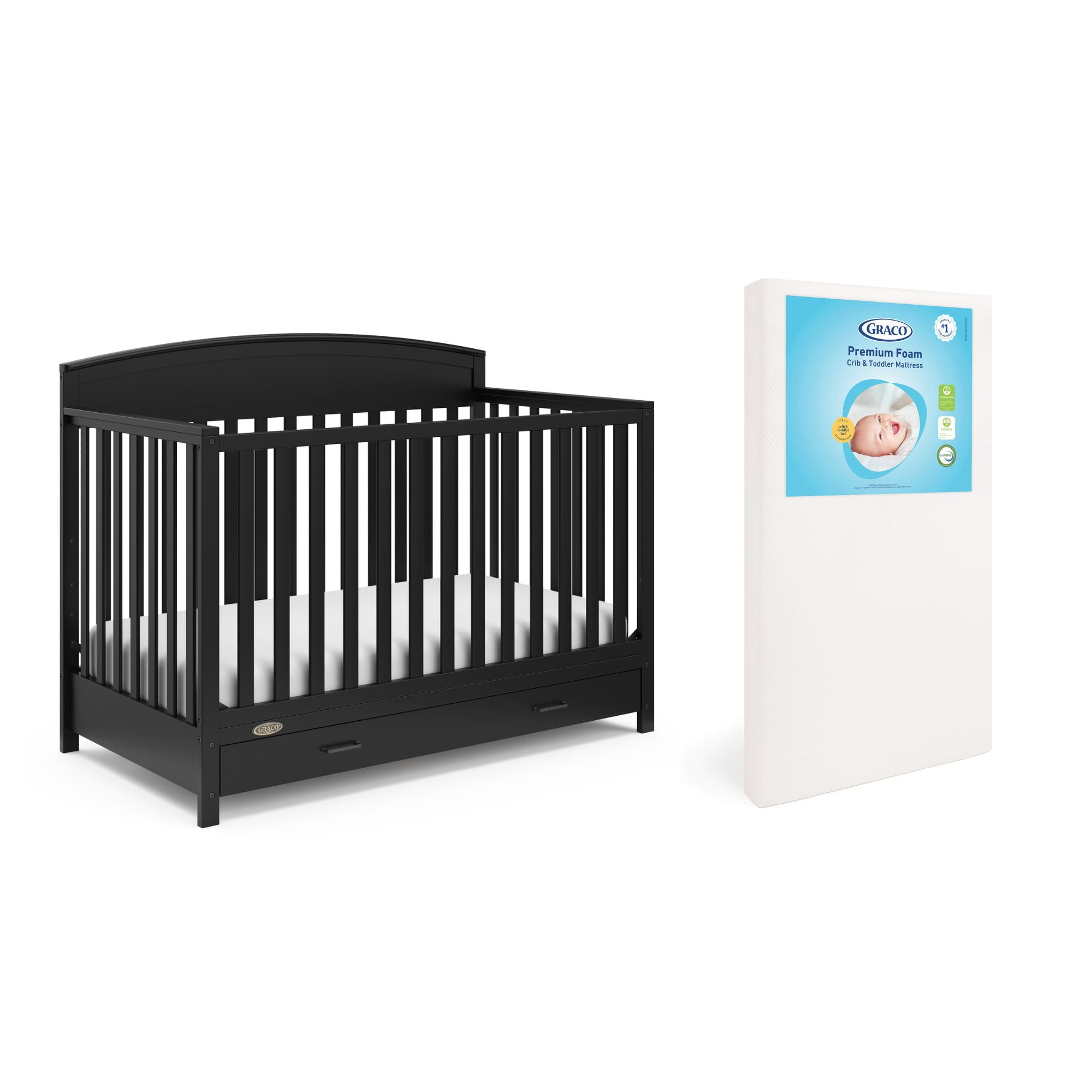 Graco Benton 5-in-1 Convertible Crib with Drawer and Premium Crib ...