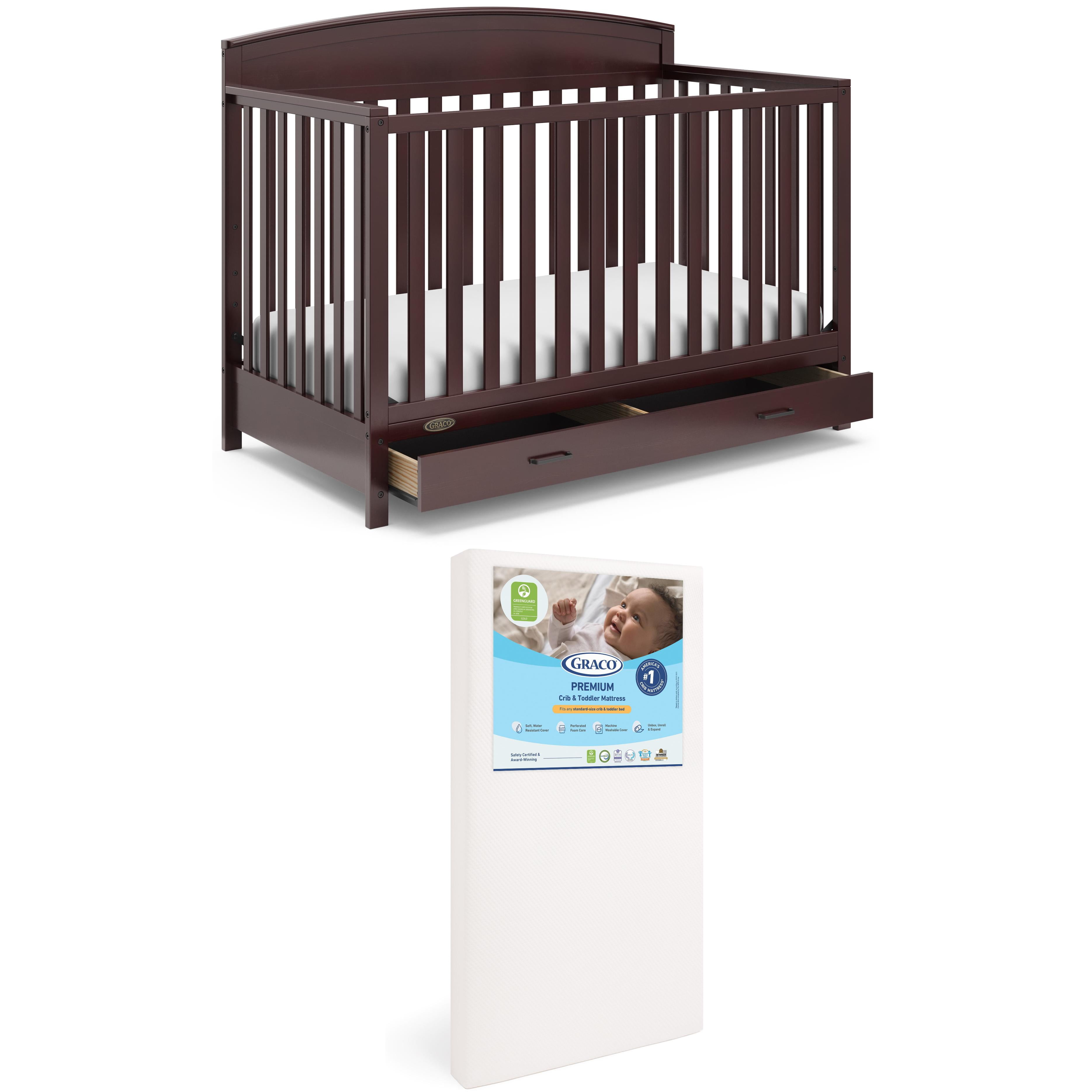 Graco Benton 5-in-1 Convertible Crib with Drawer and Premium Crib ...