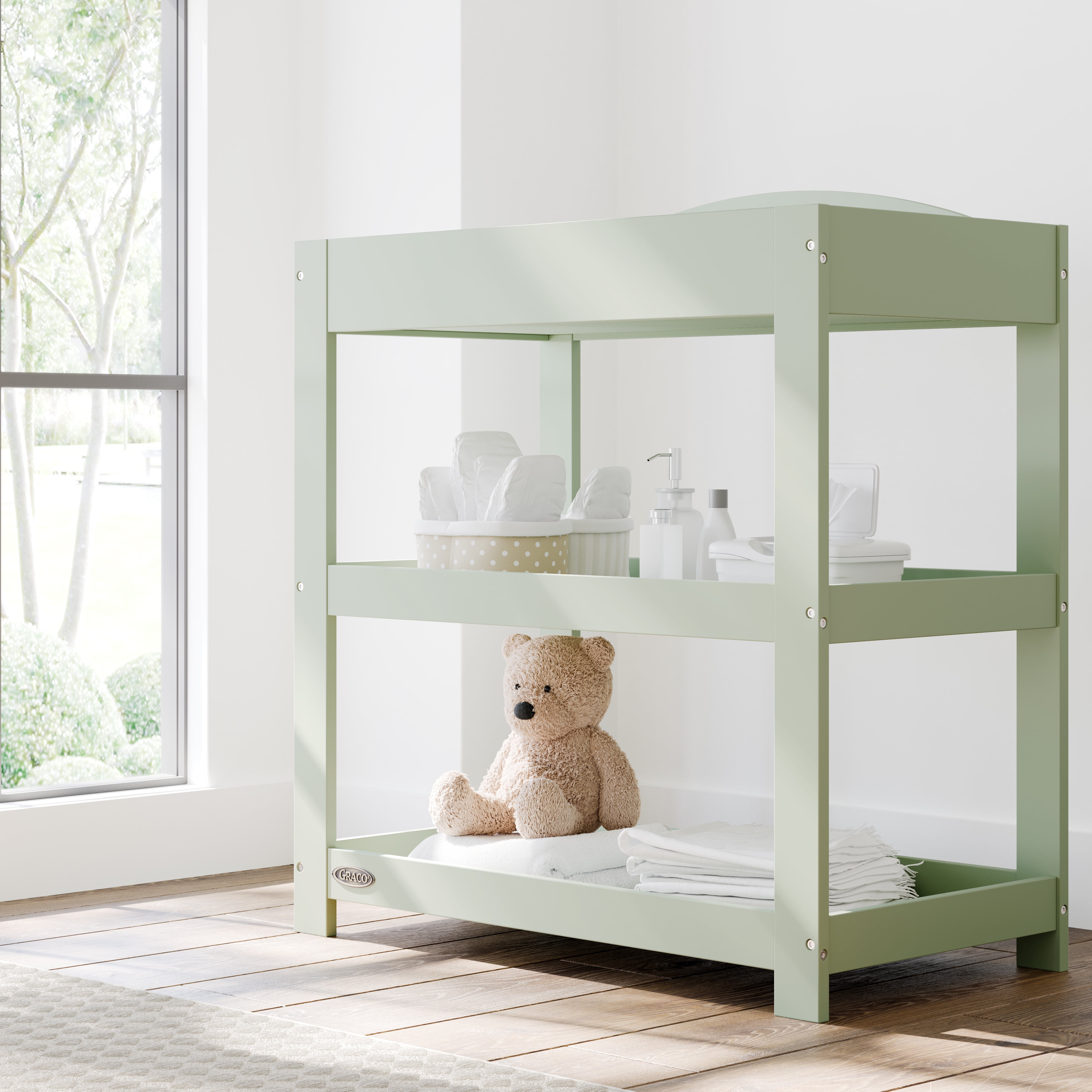 Graco Customizable Infant Changing Table with Changing Pad, Sage ...
