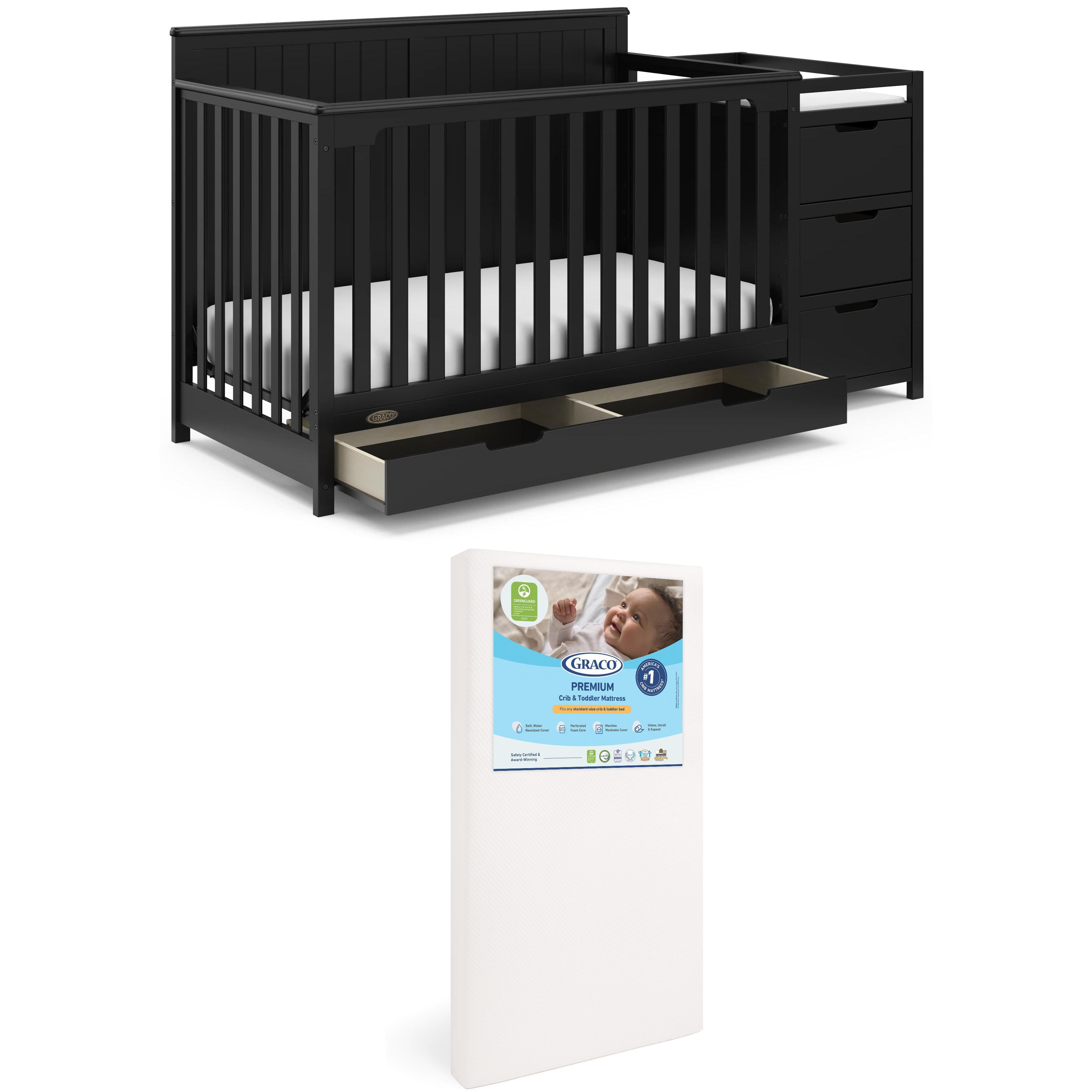 Graco Hadley 5-in-1 Convertible Crib and Changer and Premium Crib ...