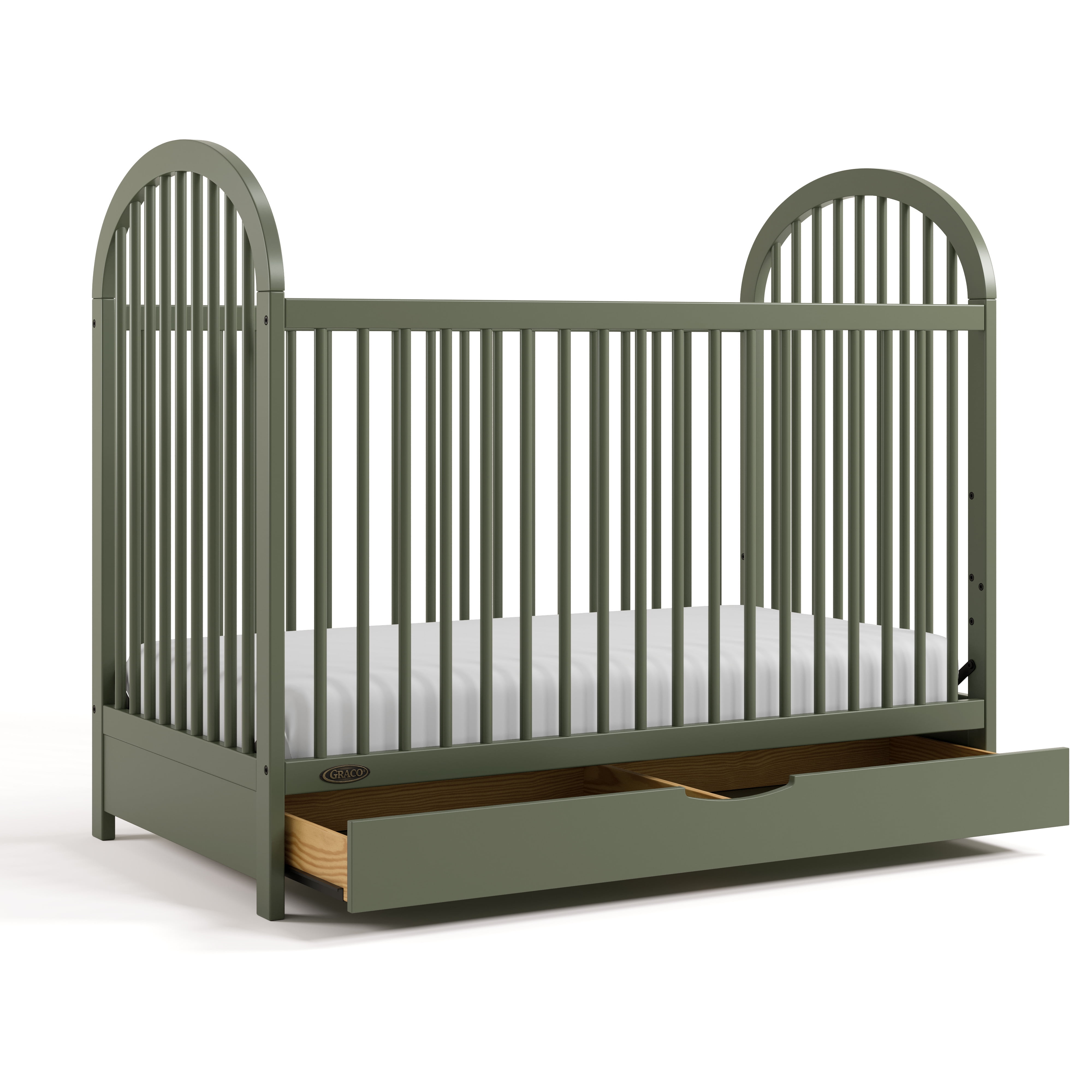 Graco Olivia 3-In-1 Convertible Baby Crib with Drawer, Olive - Walmart.com