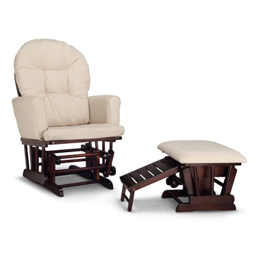 Angel Line Windsor Glider and Ottoman, White Finish with Gray Cushions ...