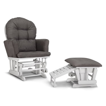 Angel Line Windsor Glider and Ottoman, White Finish with Dark Gray ...