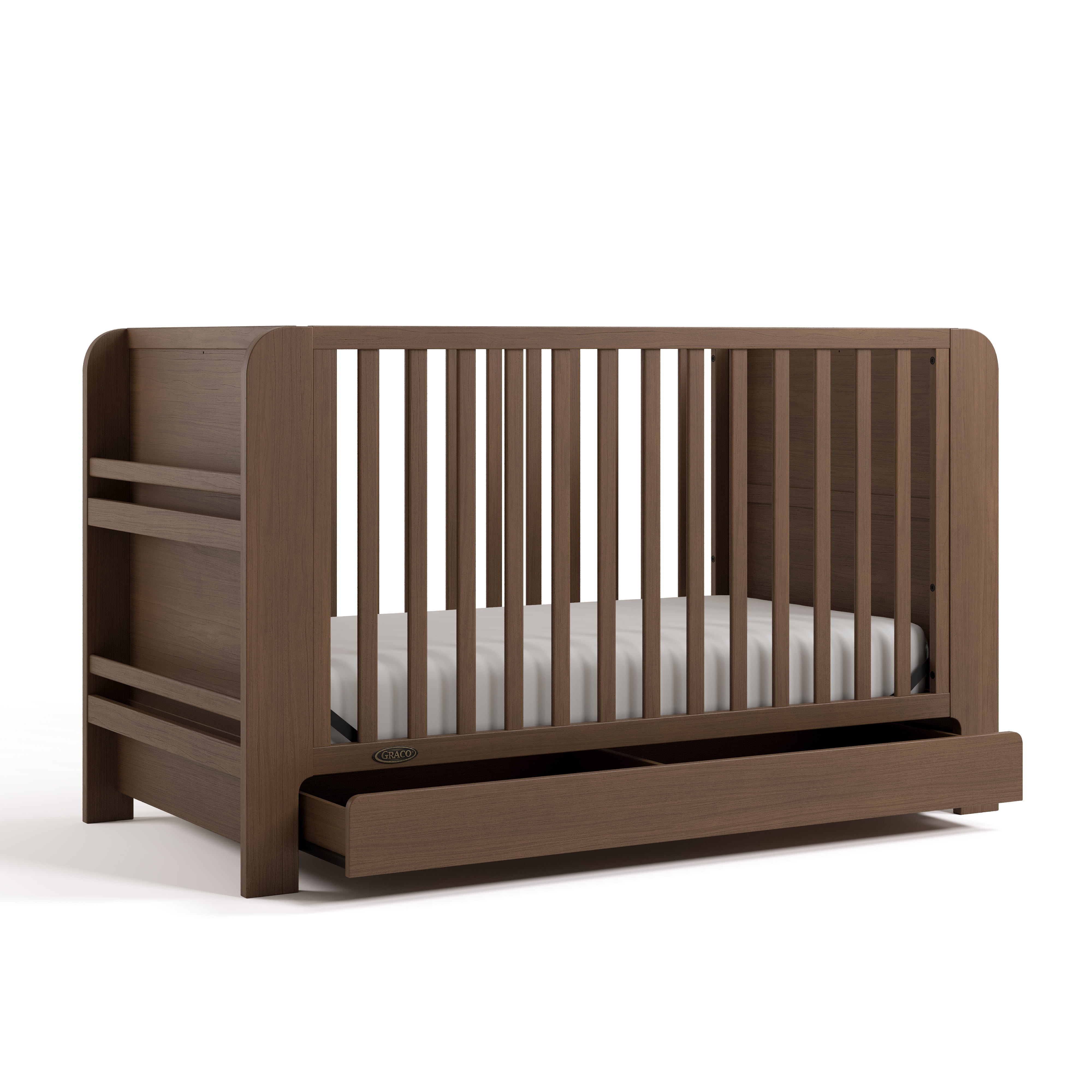 Graco Read-with-Me 4-in-1 Convertible Baby Crib with Drawer, Hazelnut ...