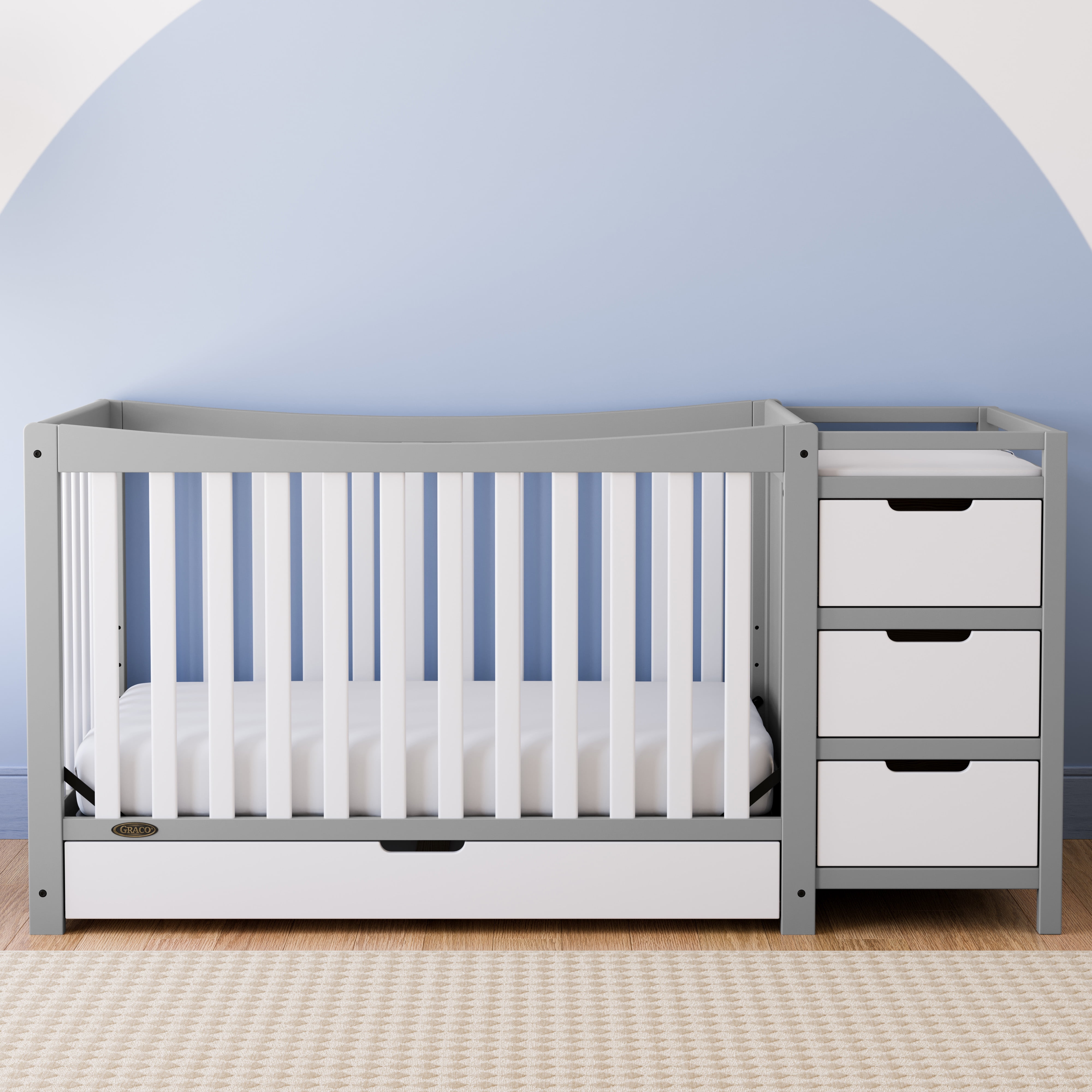 Graco Remi 4-in-1 Convertible Baby Crib and Changer, Pebble Gray ...