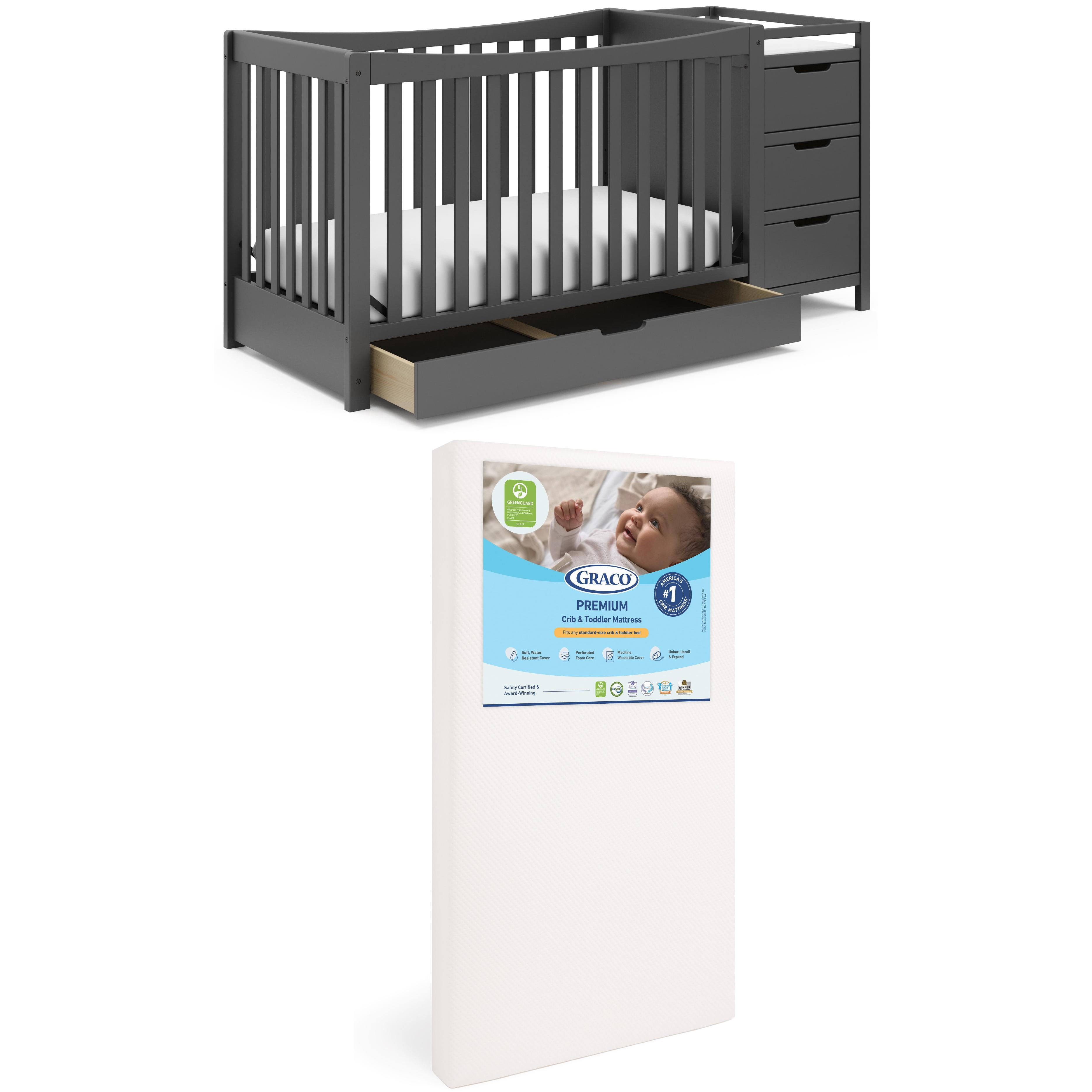 Graco Remi 4-in-1 Convertible Crib and Changer and Premium Crib ...
