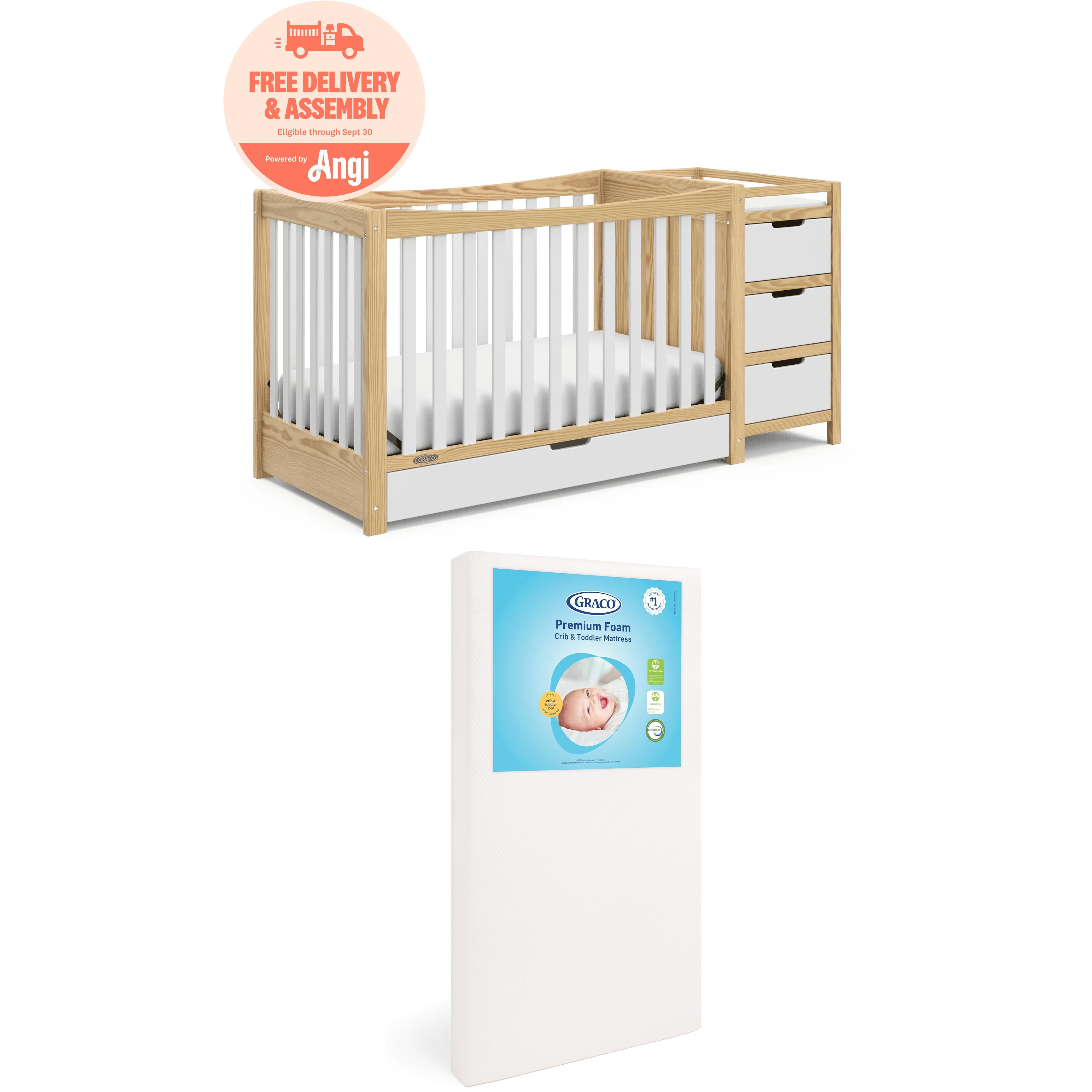 Graco Remi 4-in-1 Convertible Crib and Changer and Premium Crib ...