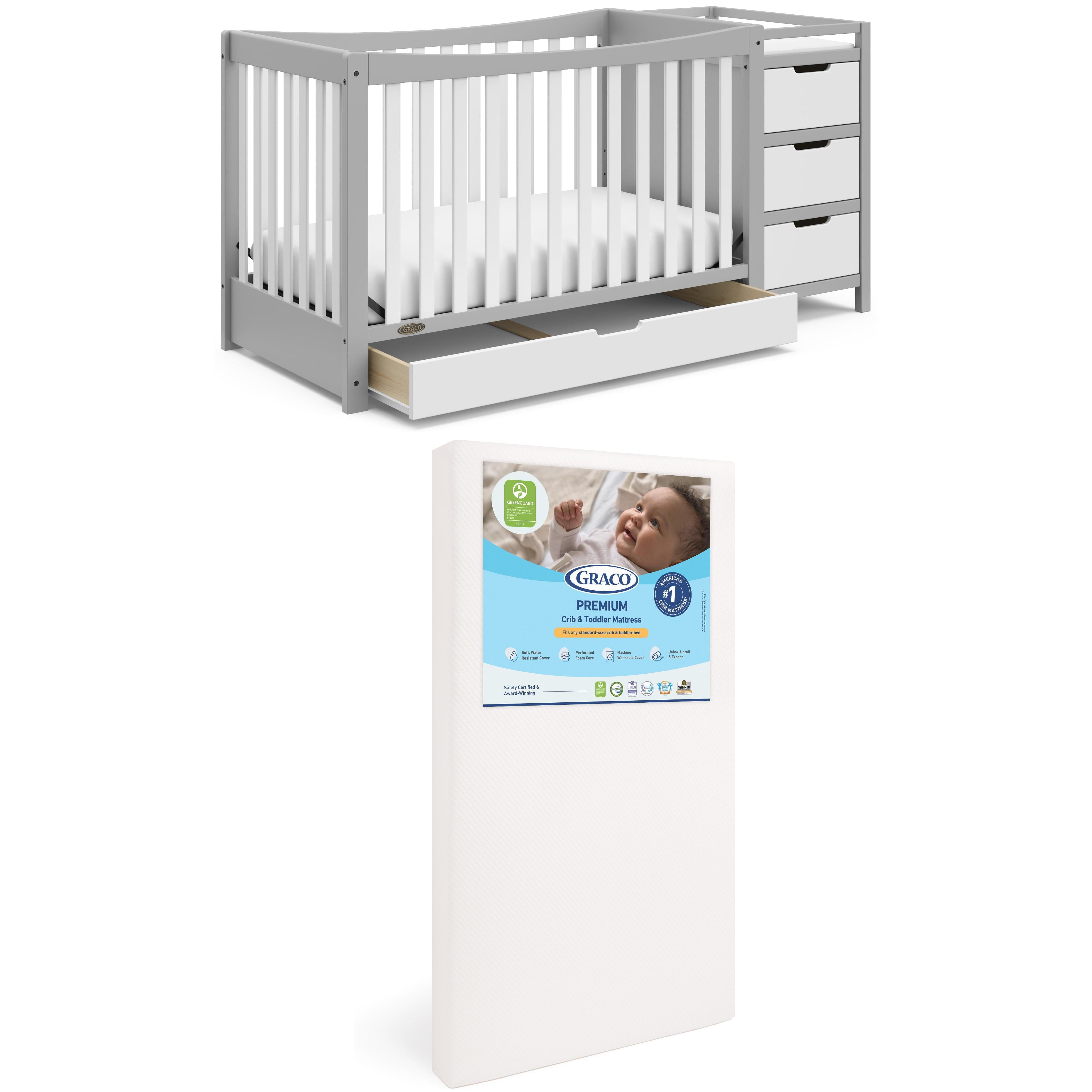 Graco Remi 4-in-1 Convertible Crib and Changer and Premium Crib ...