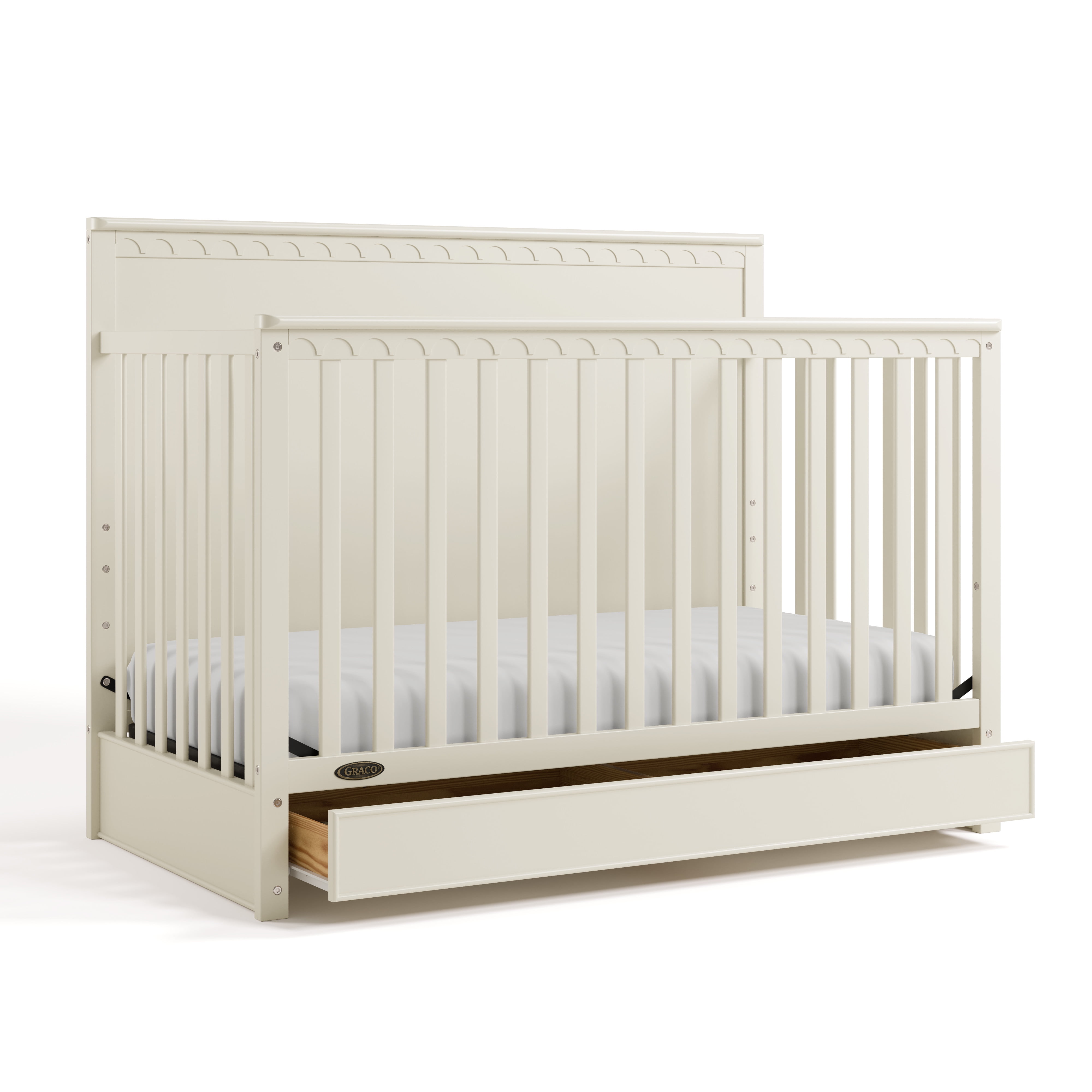 Graco Sasha 5-in-1 Convertible Baby Crib with Drawer, Frosted Oat ...