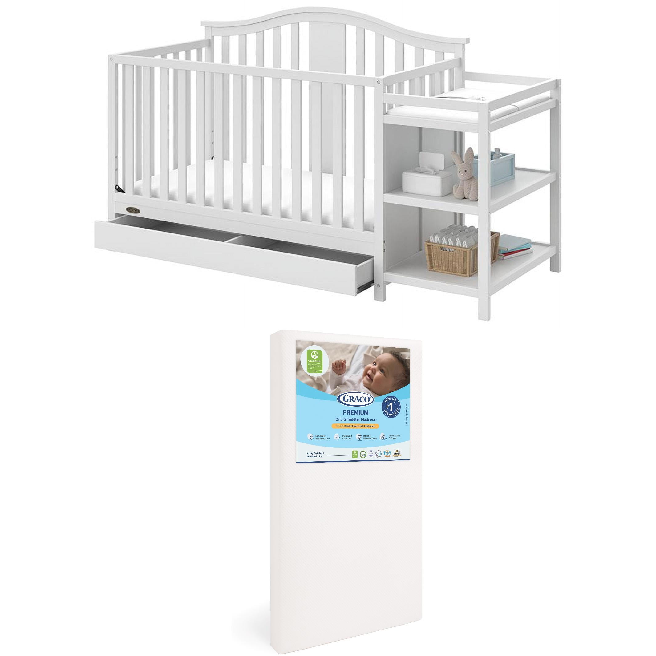 Graco Solano 4-in-1 Convertible Crib and Changer and Premium Crib ...