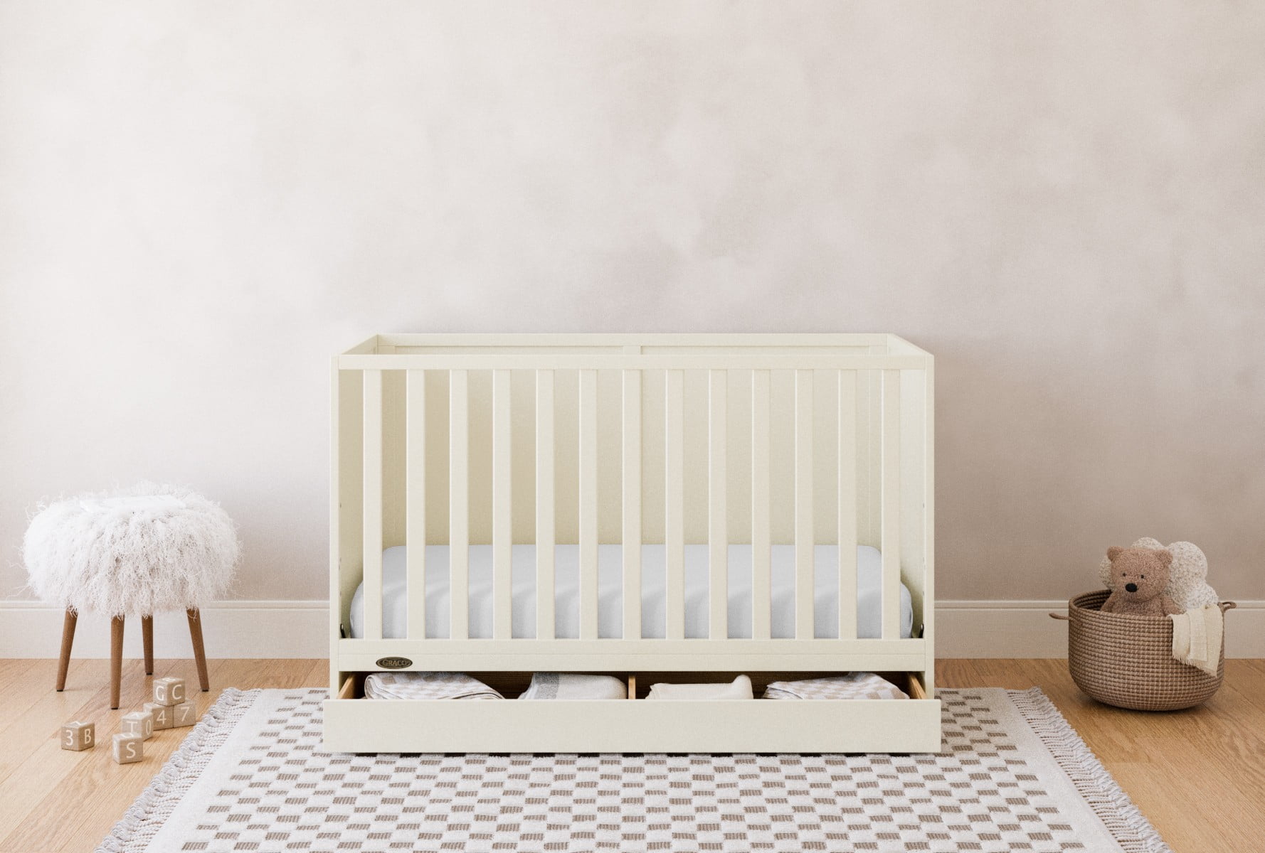 Graco Theo 3-in-1 Convertible Baby Crib with Drawer, Frosted Oat ...