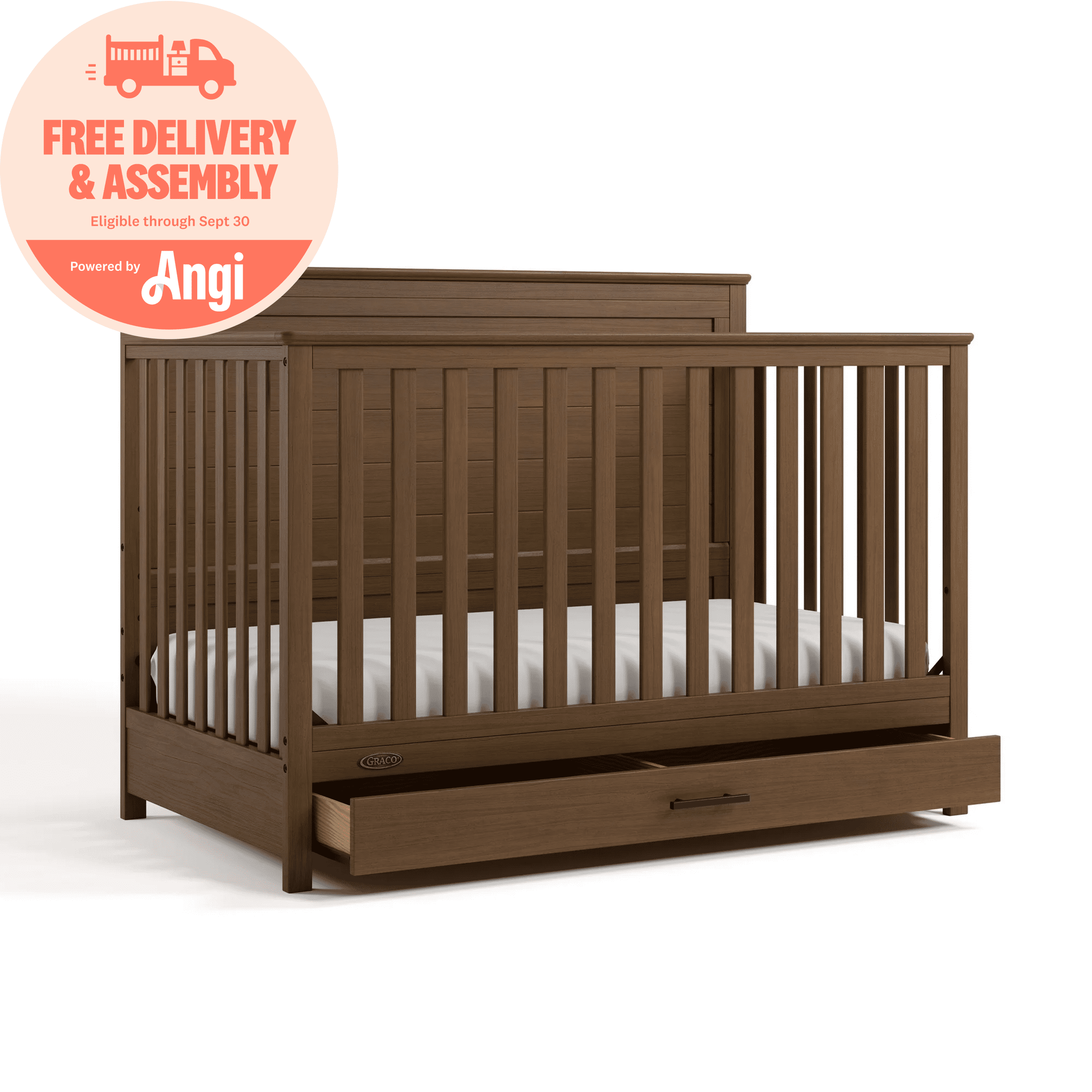 Graco Tristan Convertible Baby Crib with Drawer, Hazelnut - Walmart.com