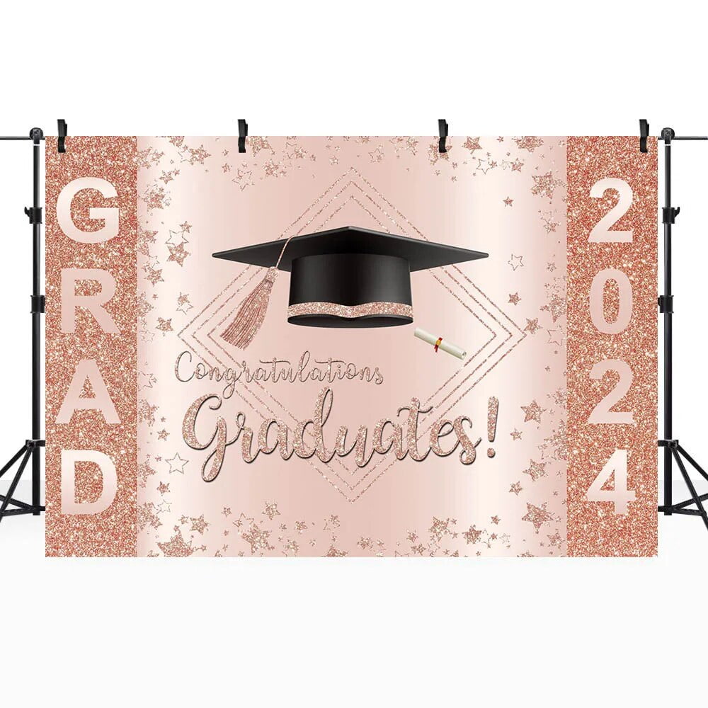 Grad Backdrops Congrat Graduates Party Decor Bachelor Hat Graduation ...