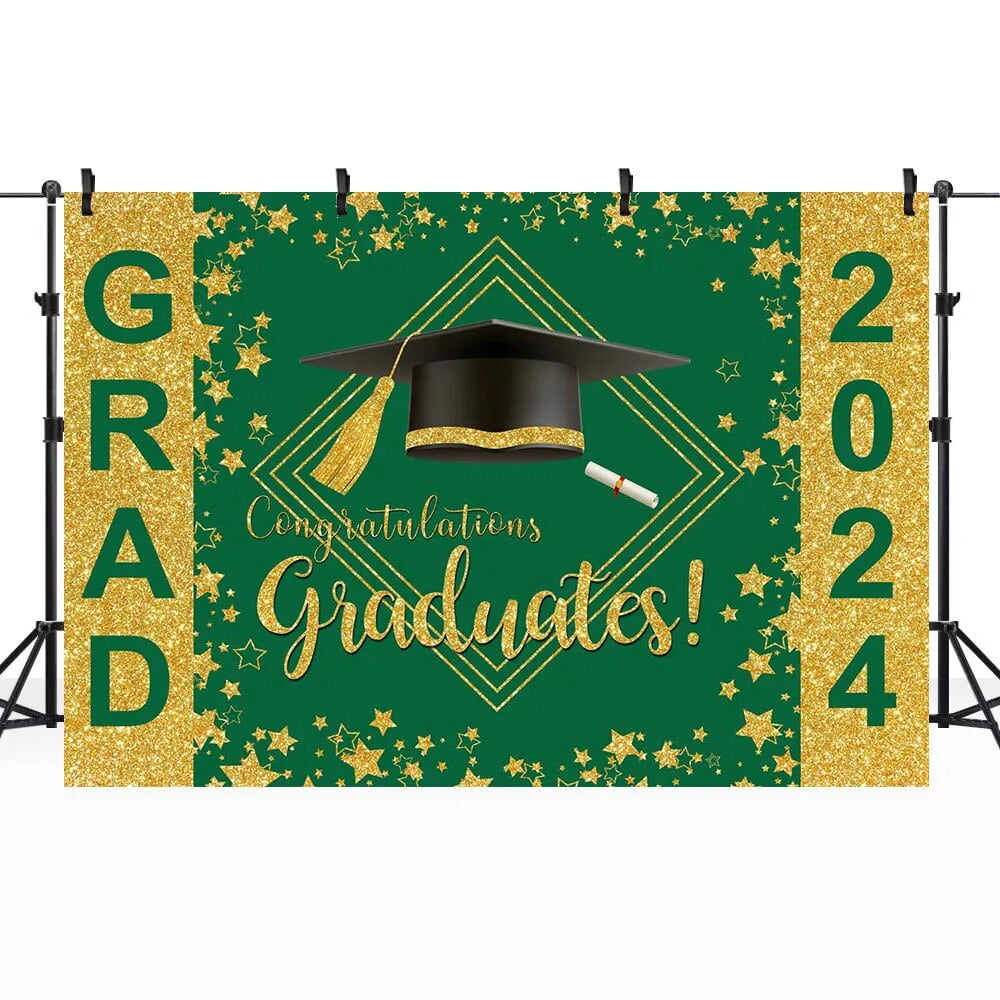 Grad Backdrops Congrat Graduates Party Decor Bachelor Hat Graduation ...