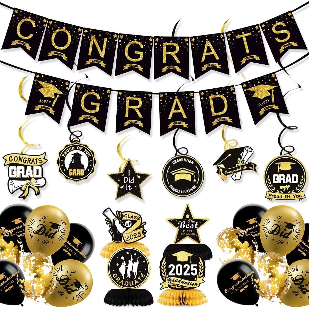 Grad Decoration Graduation Balloon Honeycomb Table Toppers Cake Toppers ...