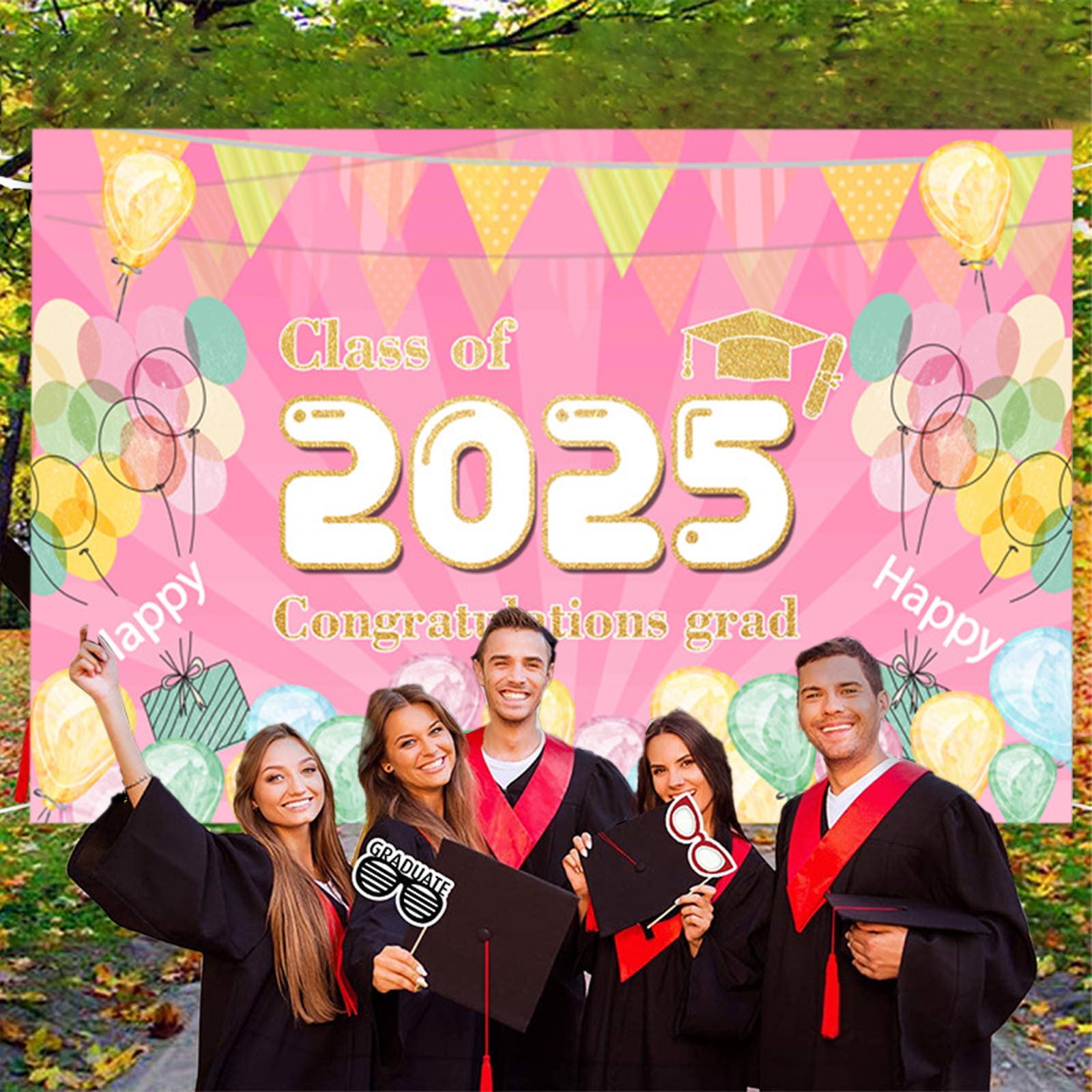 Grad Gifts! Boovnll Graduation Banner, 43x71" Large Gold Glitter ...