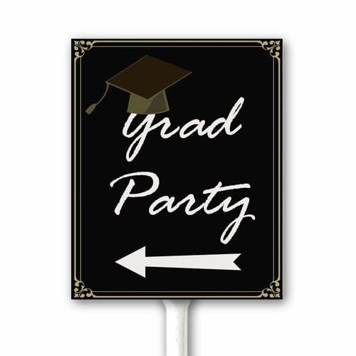 Grad Party Sign With Left Arrow, 2025 Graduation Decorations ...