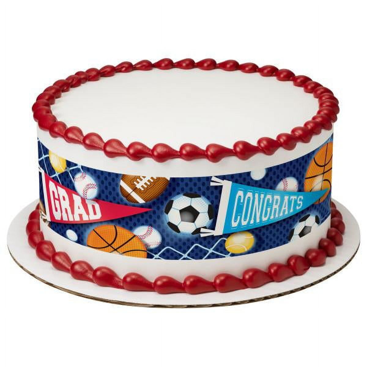 Grad Sports Pennant Edible Cake Topper Image Strips - Walmart.com