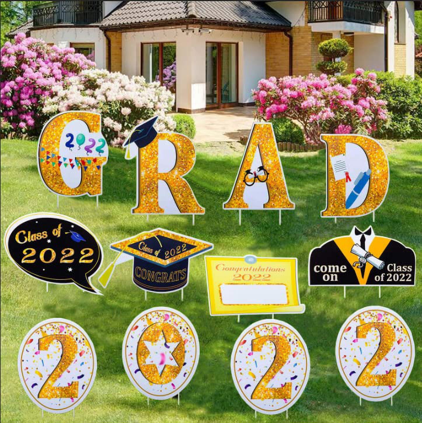 Grad Yard Sign 2022,12pcs Graduation Party Decorations,Grad Graduation ...