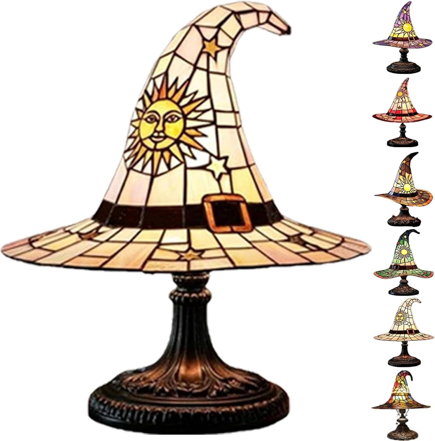Graddi Lunaspell,2025 Stained Resin Witch Hat Lamp,Witch Hat Lamps with ...