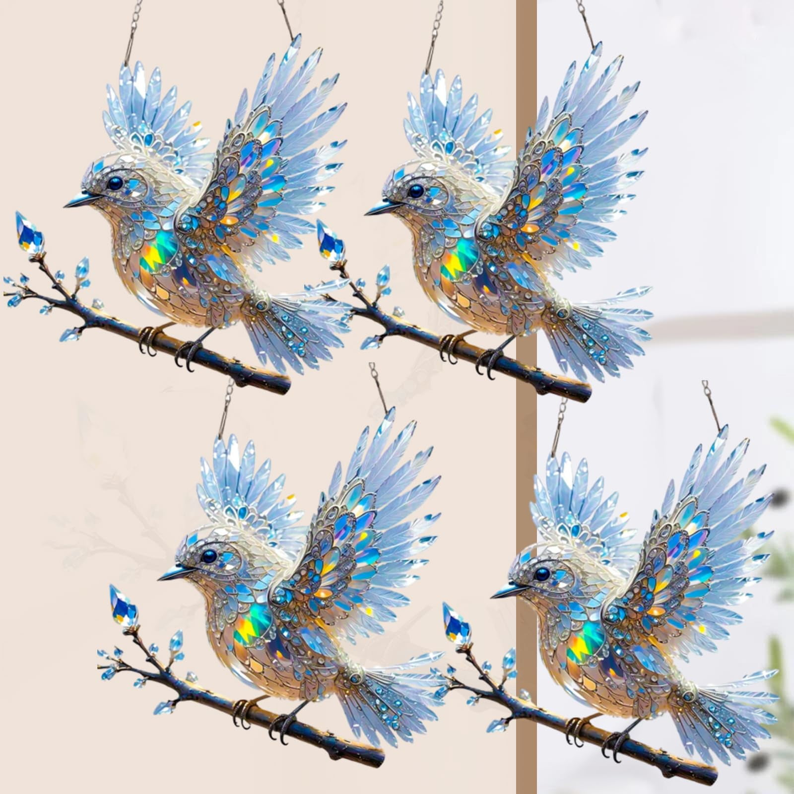 Graddi Spirit Bluebird, 8 Inches Crystal Sky Bluebird Stained Art ...