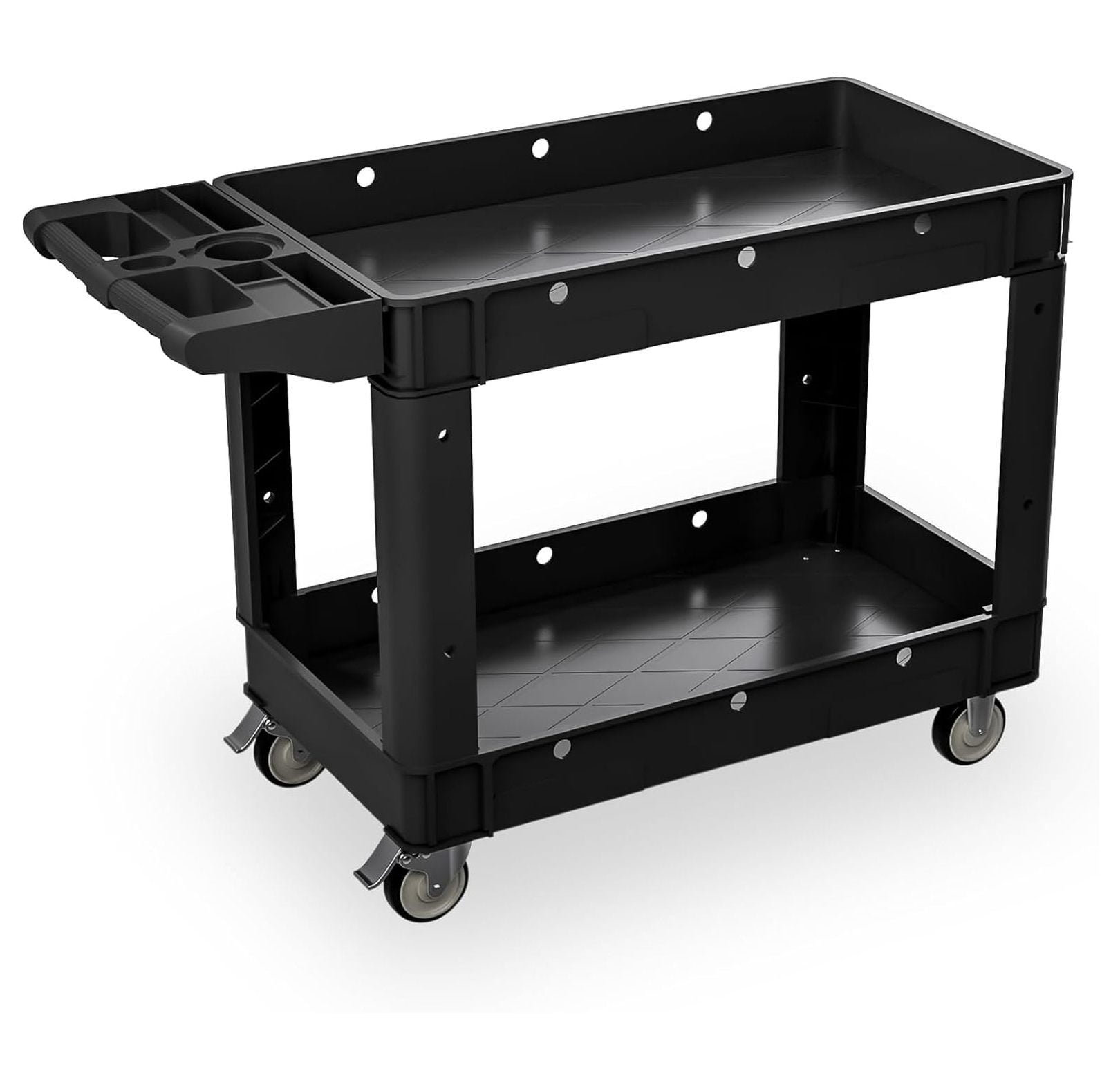 Grade 2 Shelf Utility Cart with Wheels - Rolling Tool Trolley, Heavy ...