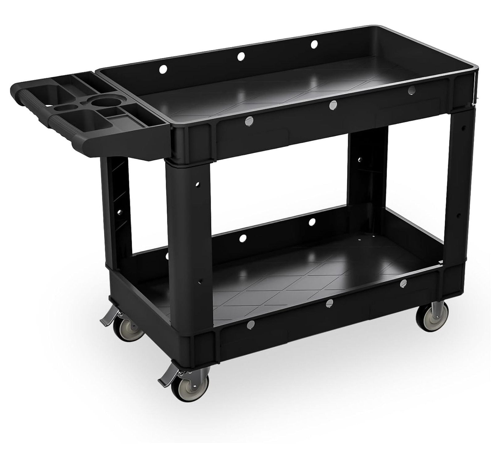Grade 2 Shelf Utility Cart with Wheels - Rolling Tool Trolley, Heavy ...