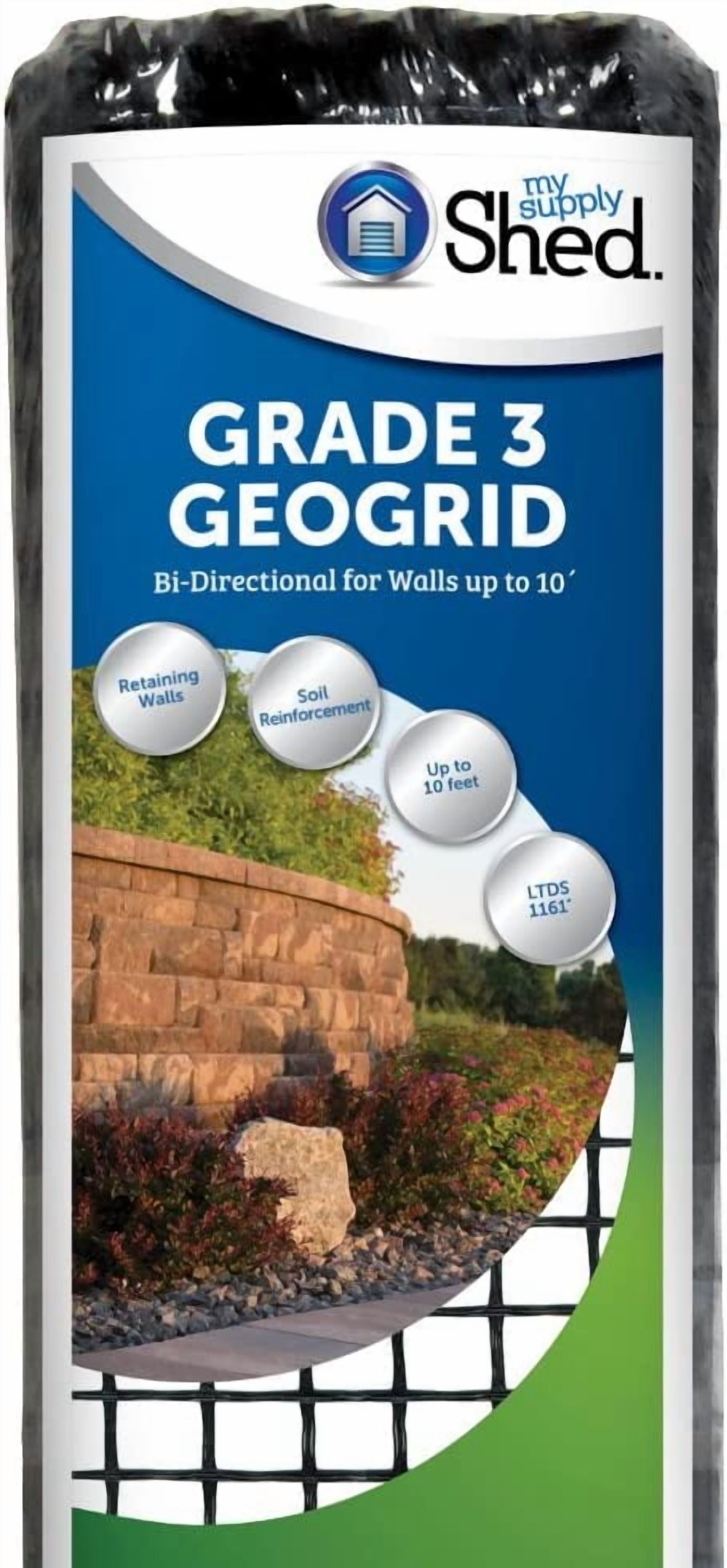 Grade 3 Bi-Directional Retaining Wall Geogrid, Up to 10 Feet, Black ...
