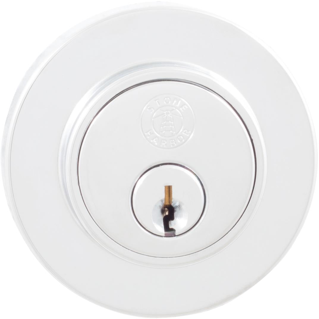 Grade 3 Contemporary Round Deadbolt, KW Keyway, Polished Chrome by ...