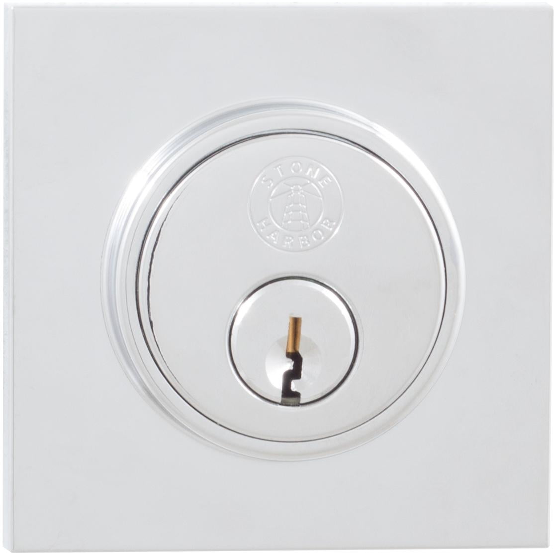 Grade 3 Contemporary Square Deadbolt, KW Keyway, Polished Chrome by ...