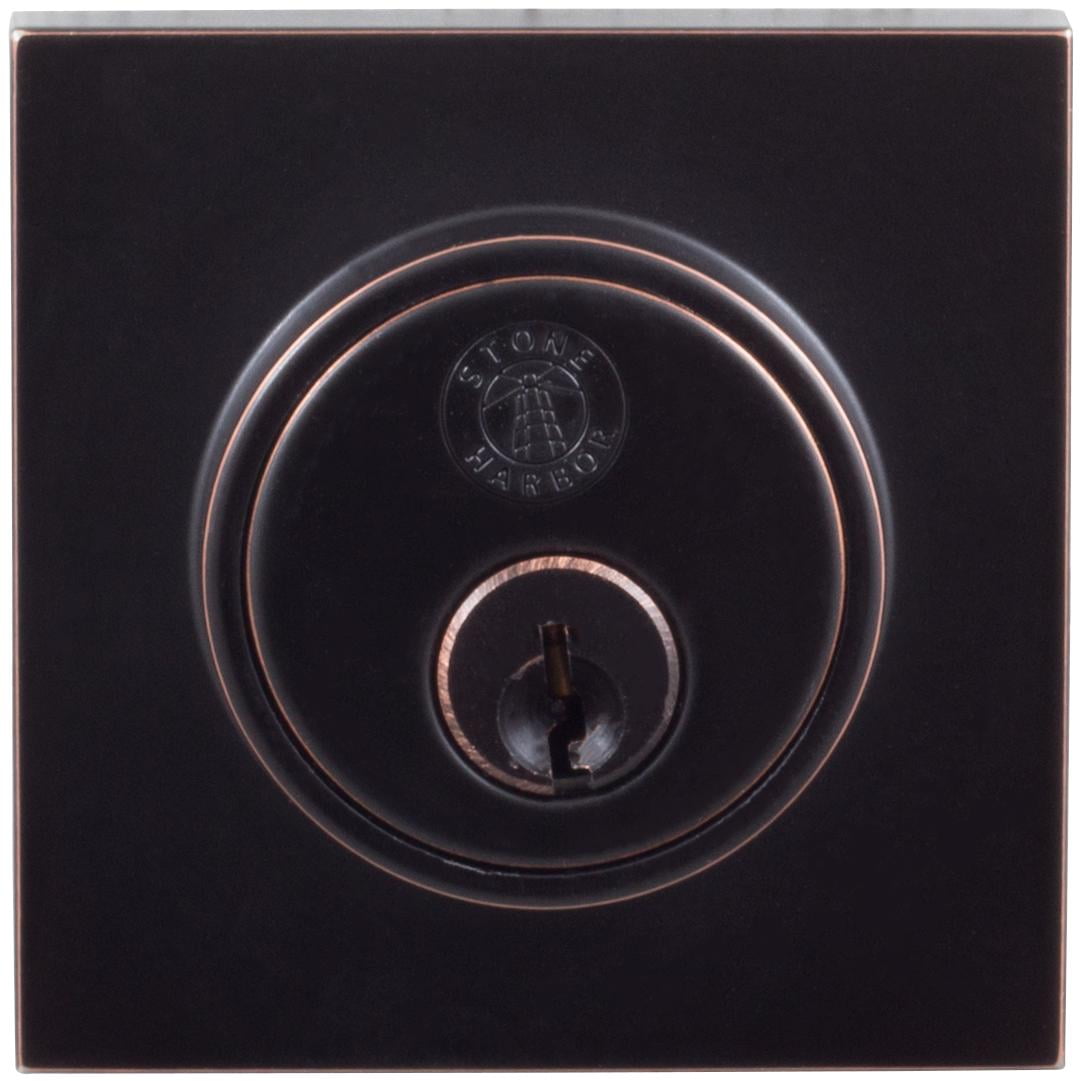 Grade 3 Contemporary Square Deadbolt, KW Keyway, Vintage Bronze by ...