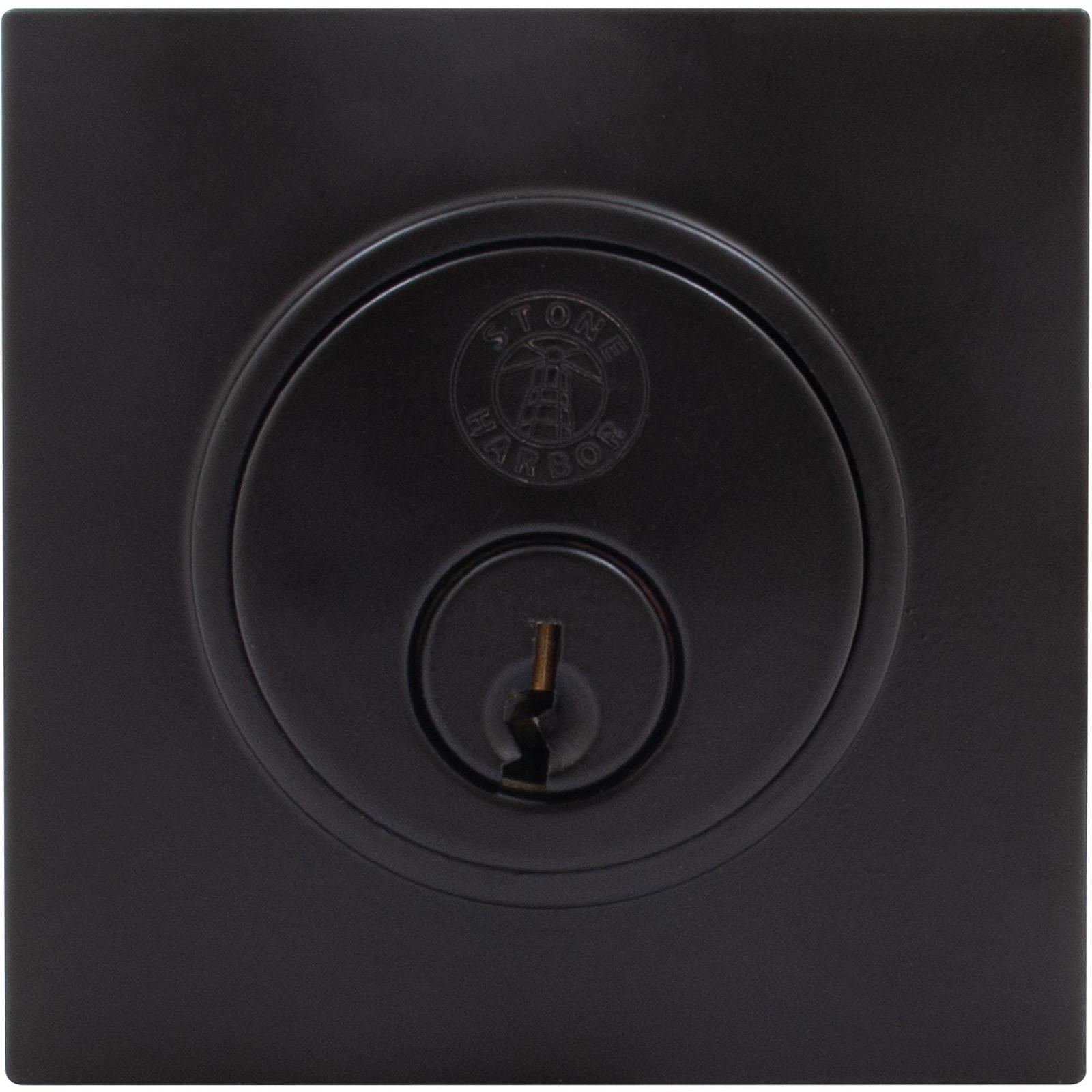 Grade 3 Contemporary Square Deadbolt, SC Keyway, Matte Black by Stone ...